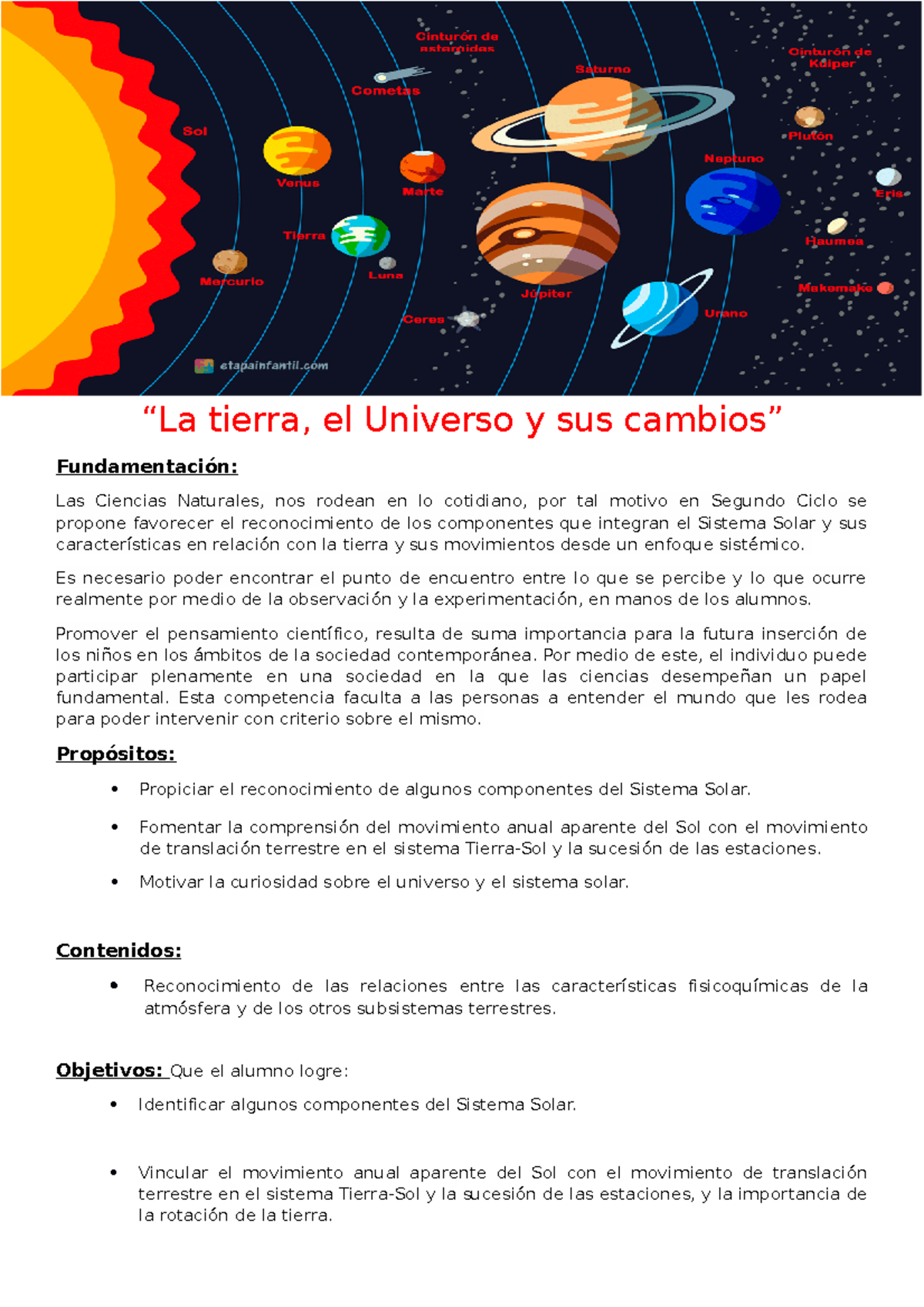 Actividades de ciencias naturales 2° Trimestre - “La tierra, el ...
