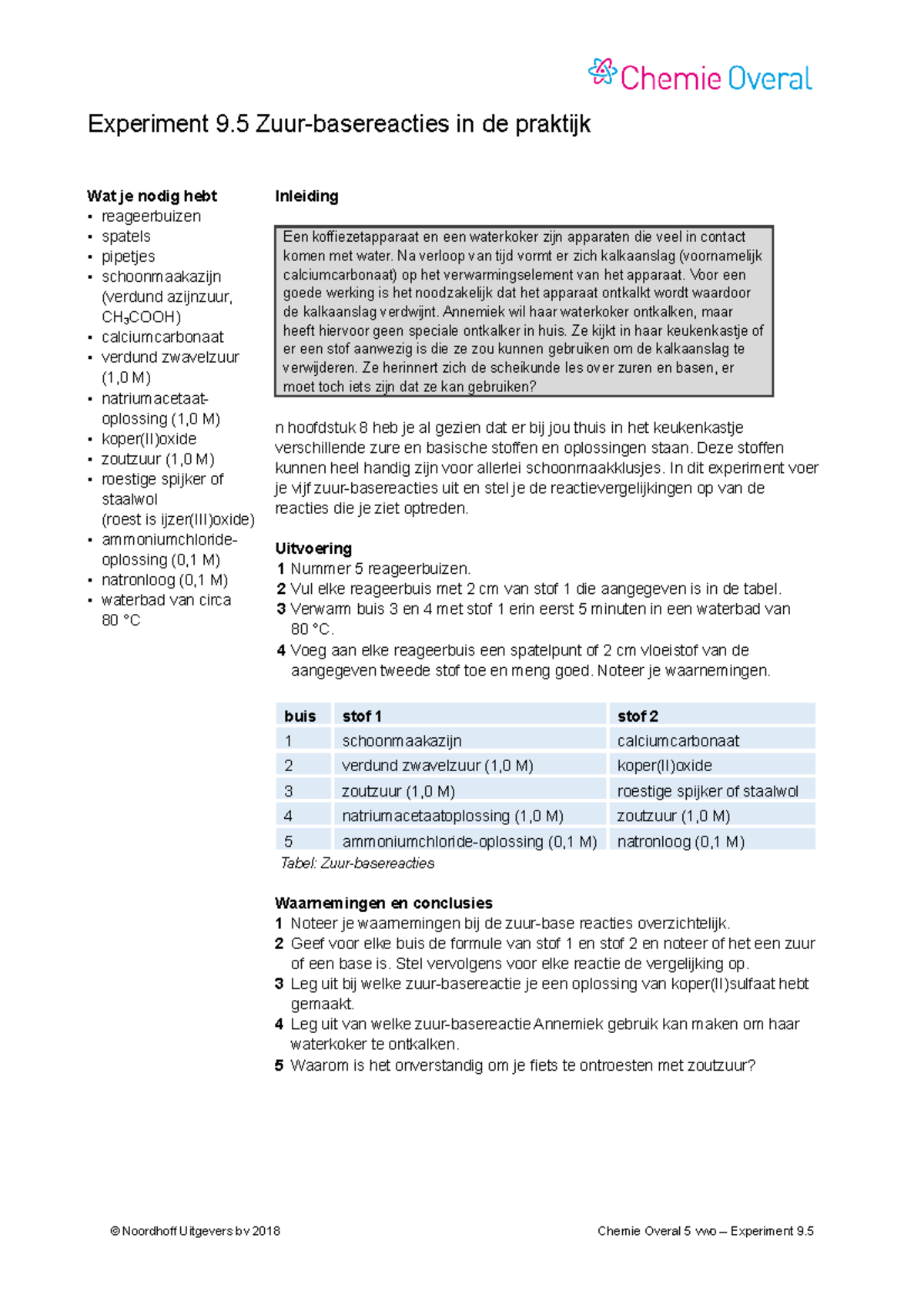 Experiment 9.5 Zuur-basereacties in de praktijk - Experiment 9 Zuur ...