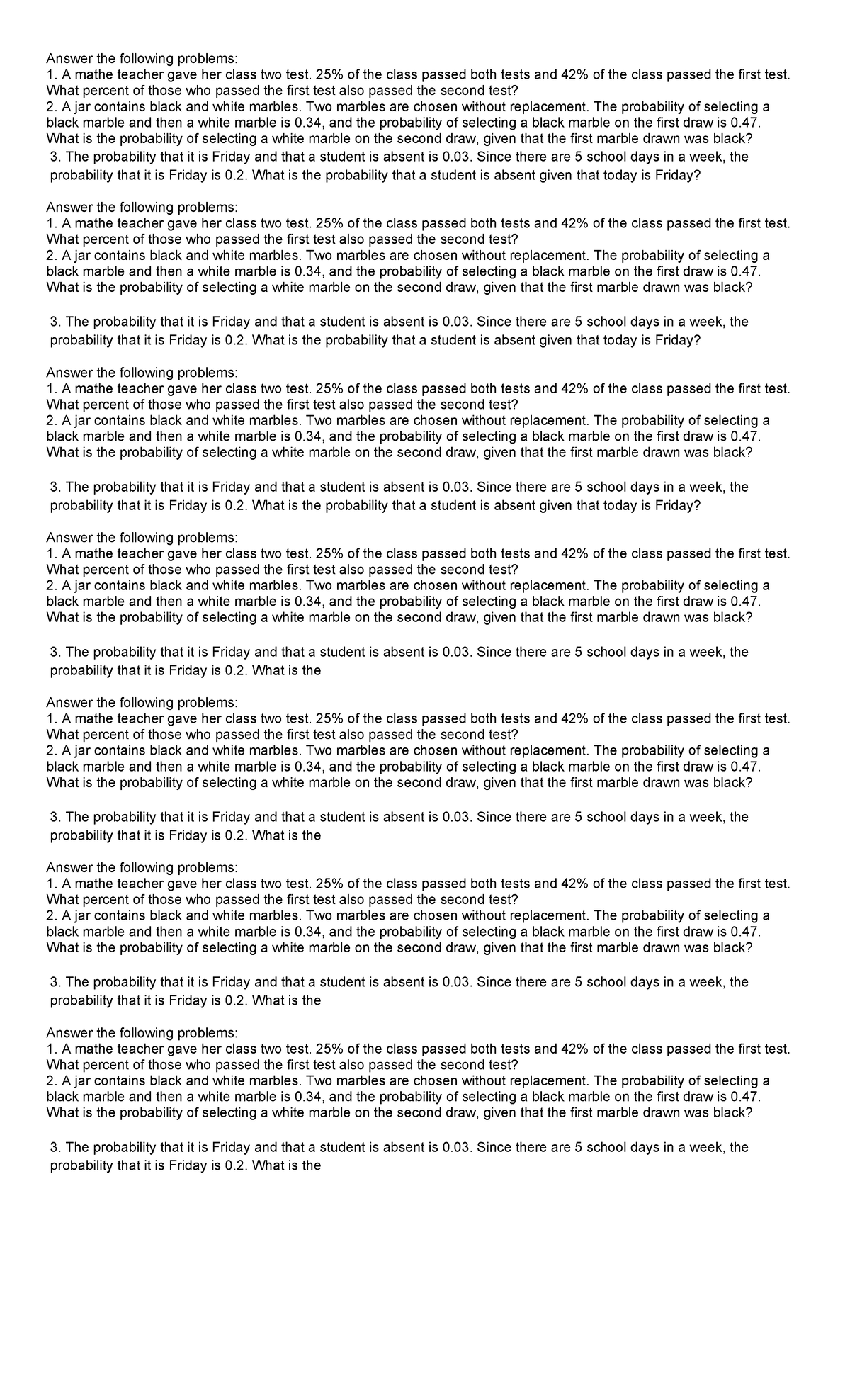 Worksheet-factorial and Permutations - The probability that it is ...