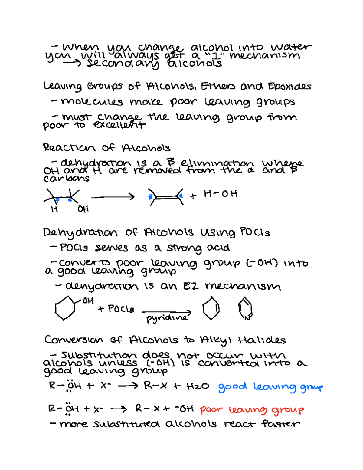 Alcohols, Ethers and Epoxides - when you change alcohol into water you ...