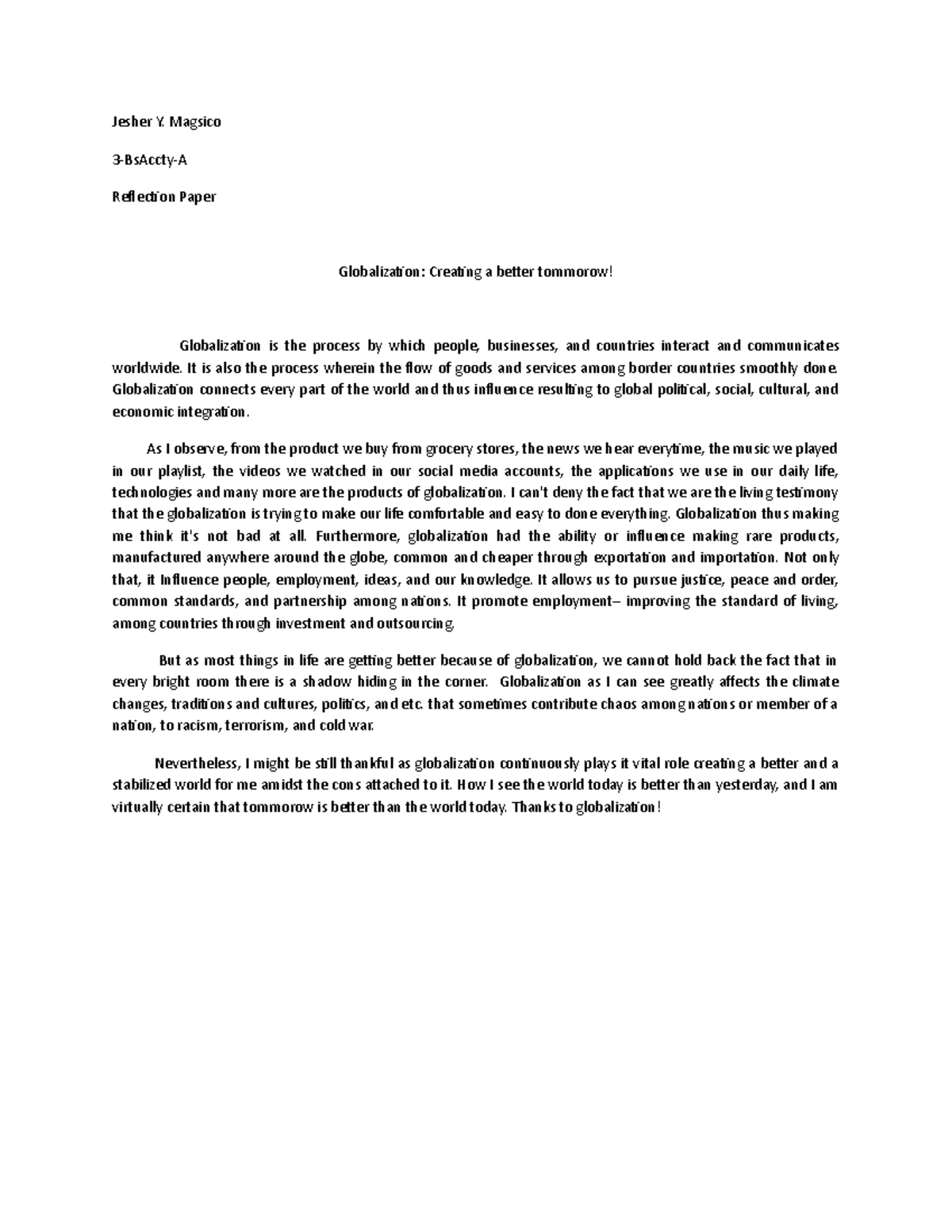 Magsico-Jesher-Y.-3Bsaccty-Globalization-Reflection-Paper - Jesher Y ...