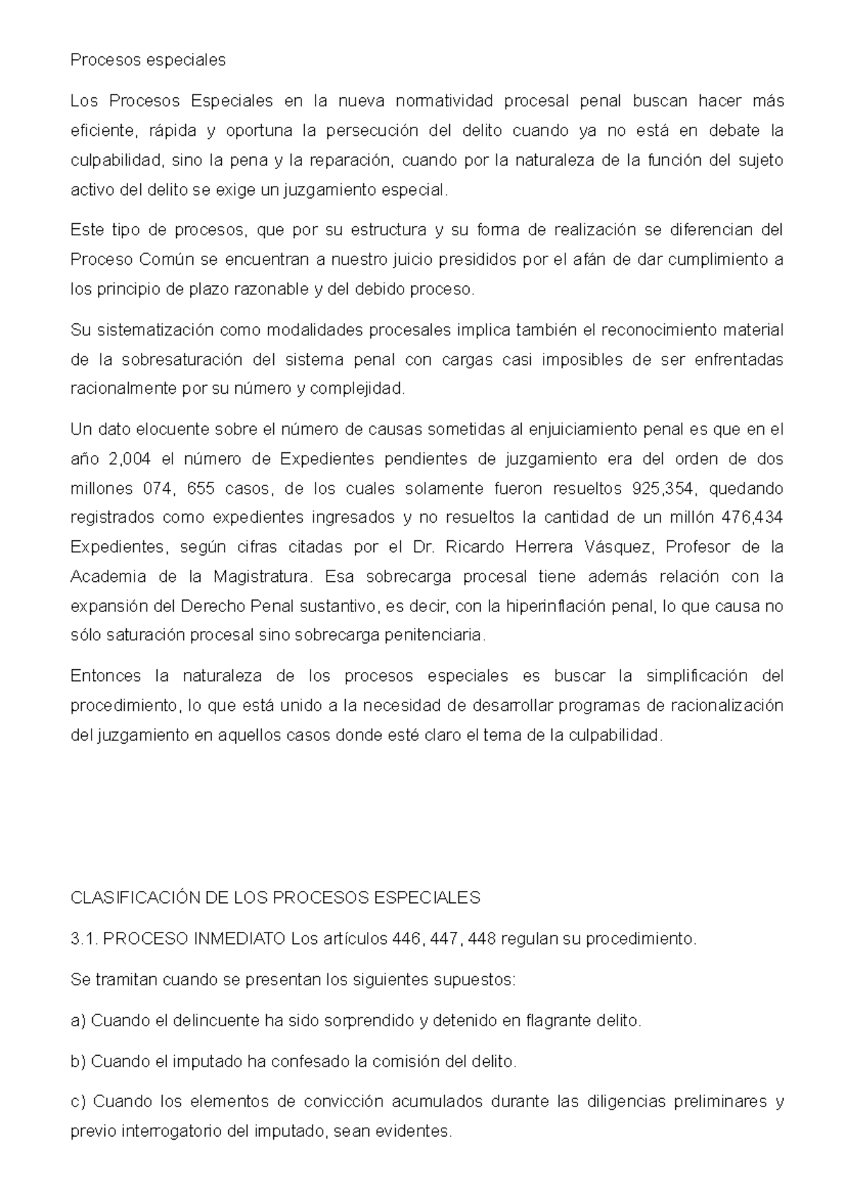Los Procesos Especiales - proceso por faltas - Procesos especiales Los ...