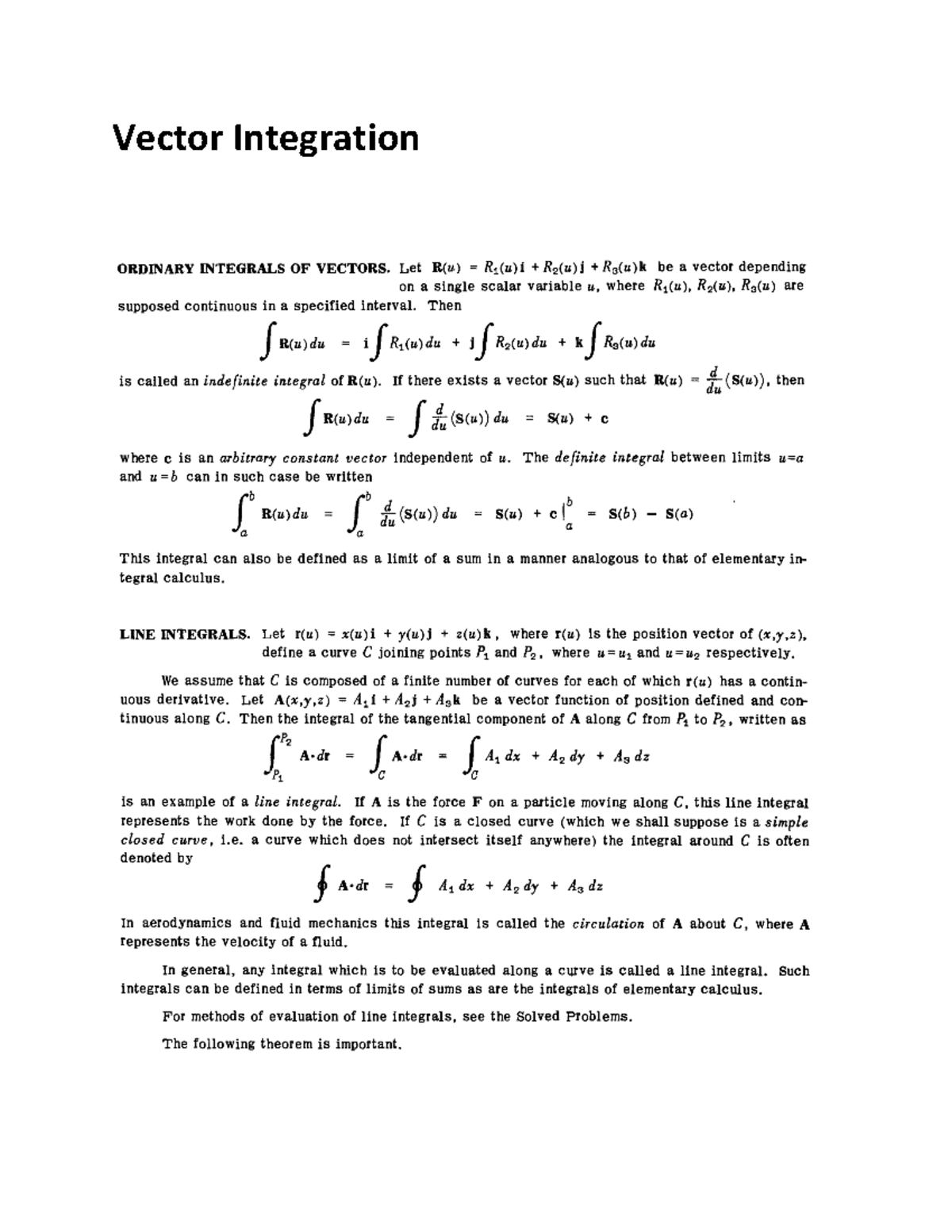 Reading Material - Vector Integration - Mathematics - Vector Integration Volume Integrals - Studocu