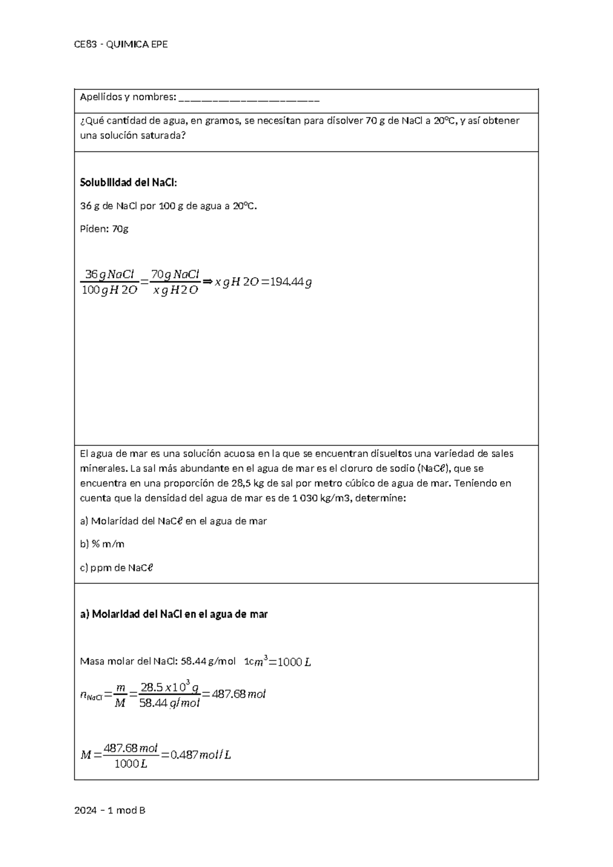 ATS 4 - Tarea química - CE83 - QUIMICA EPE Apellidos y nombres: _________________________ ¿Qué ...
