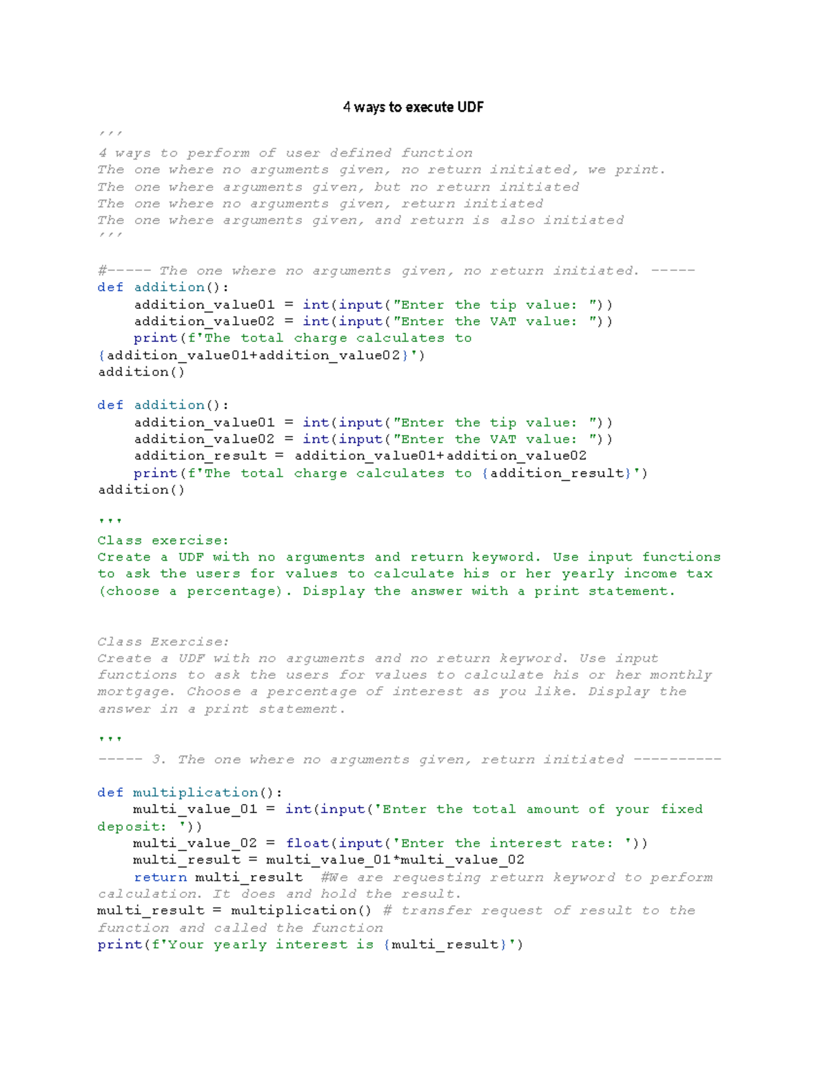 4 ways to execute UDF notes - Quiz 2 - 4 ways to execute UDF ’’’ 4 ways ...