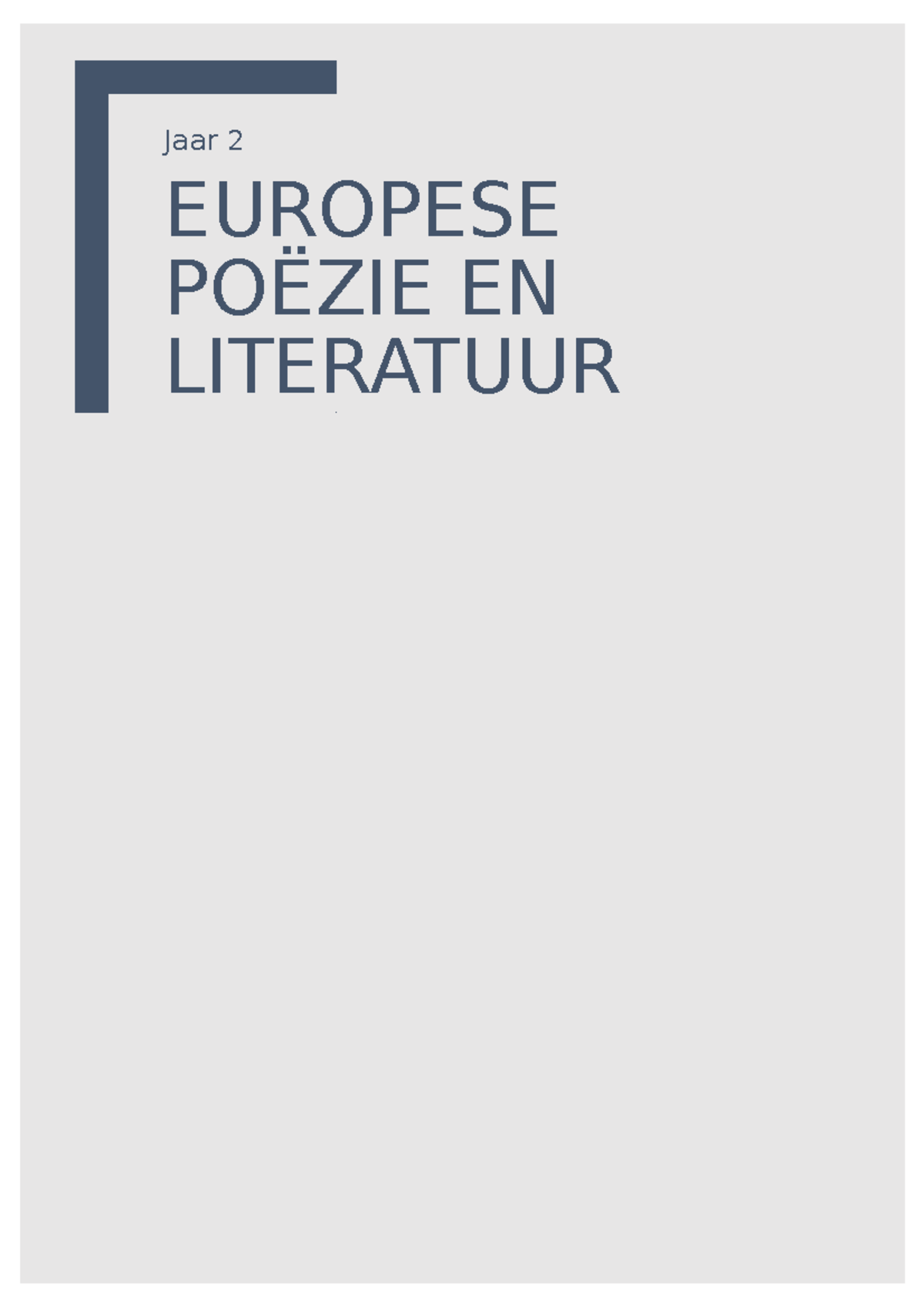 Europese literatuur en poëzie jaar 2 - Jaar 2 EUROPESE EN LITERATUUR ...