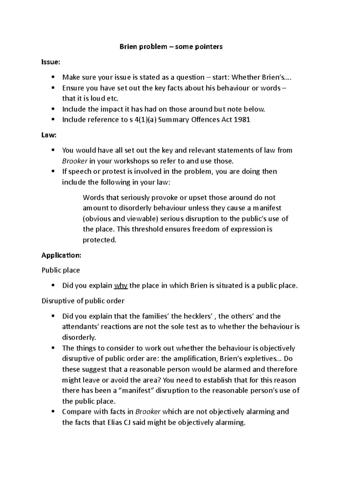 Brien Problem Pointers For Lecture Brien Problem Some Pointers Issue Make Sure Your Issue