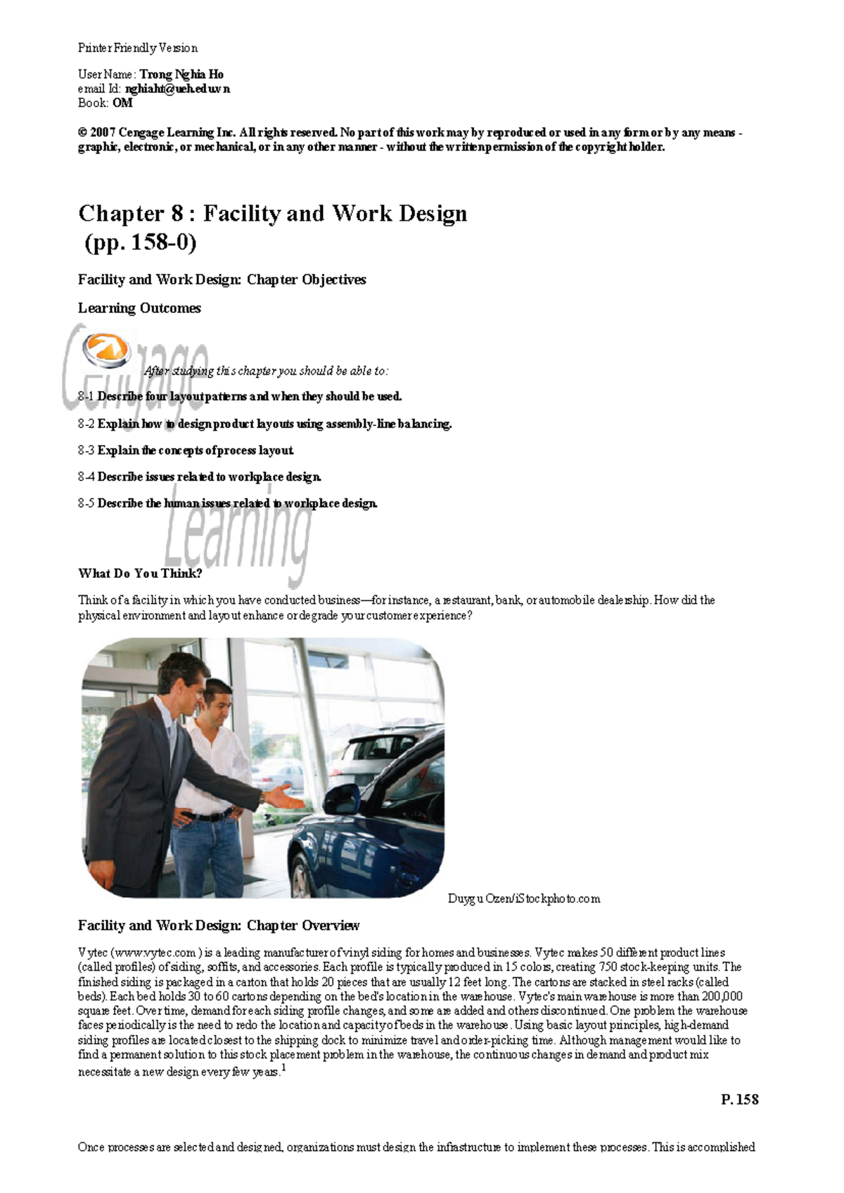 Chapter 8 - Facility and Work Design - P. Printer Friendly Version User ...