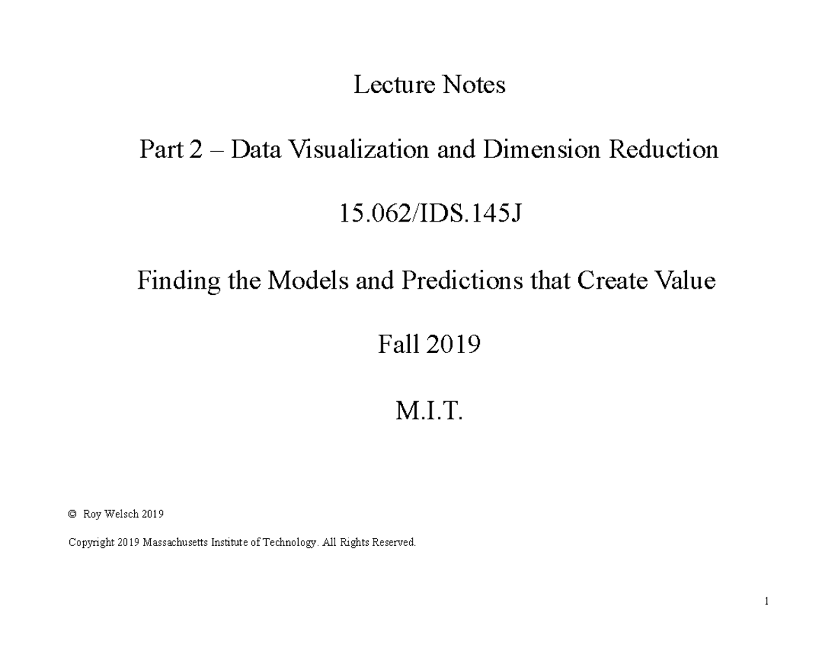 15.062.P2.Data Visualization - 1 Lecture Notes Part 2 – Data ...