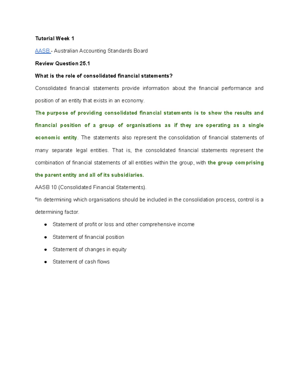 Tutorial ACCT2542 - Tutorial Week 1 AASB - Australian Accounting ...