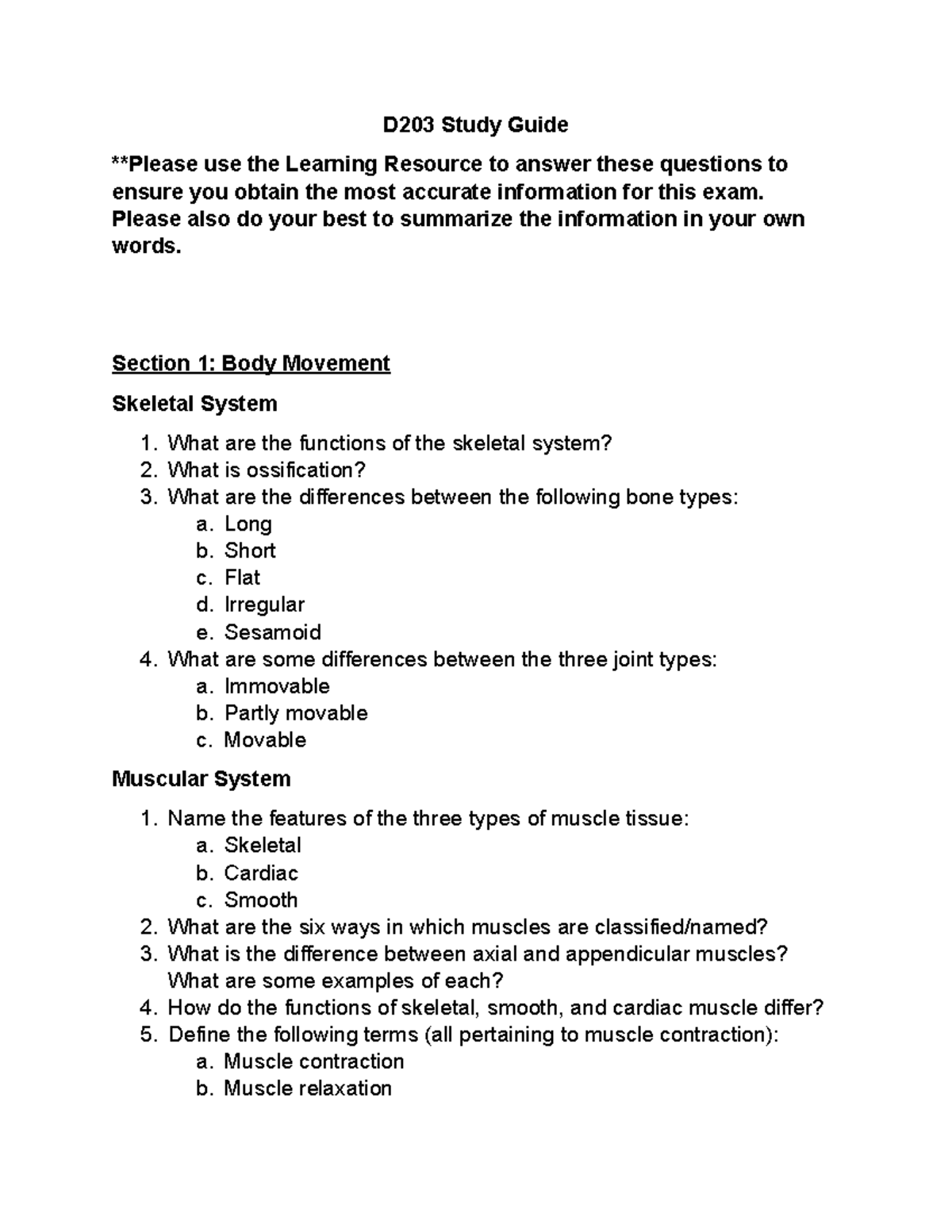 D203 Study Guide - D203 Study Guide **Please use the Learning Resource to answer these questions ...