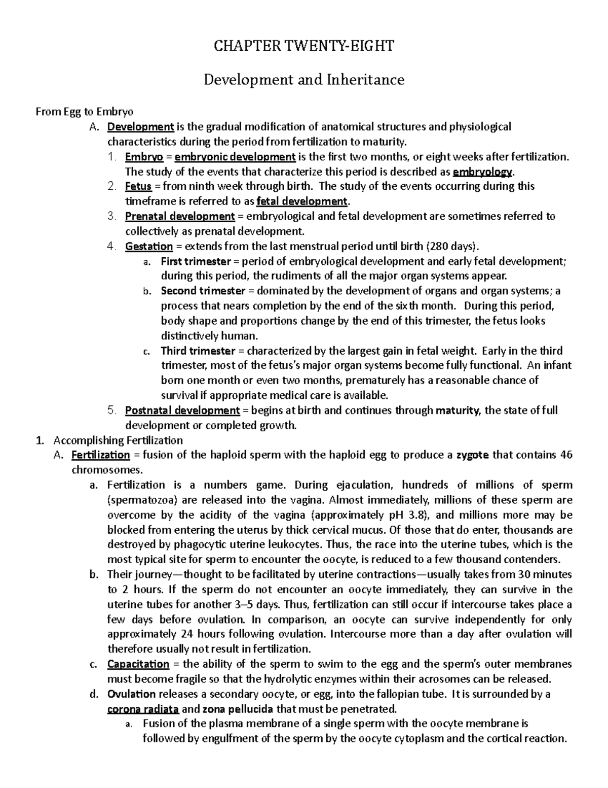 Ch. 28 development - CHAPTER TWENTY-EIGHT Development and Inheritance ...