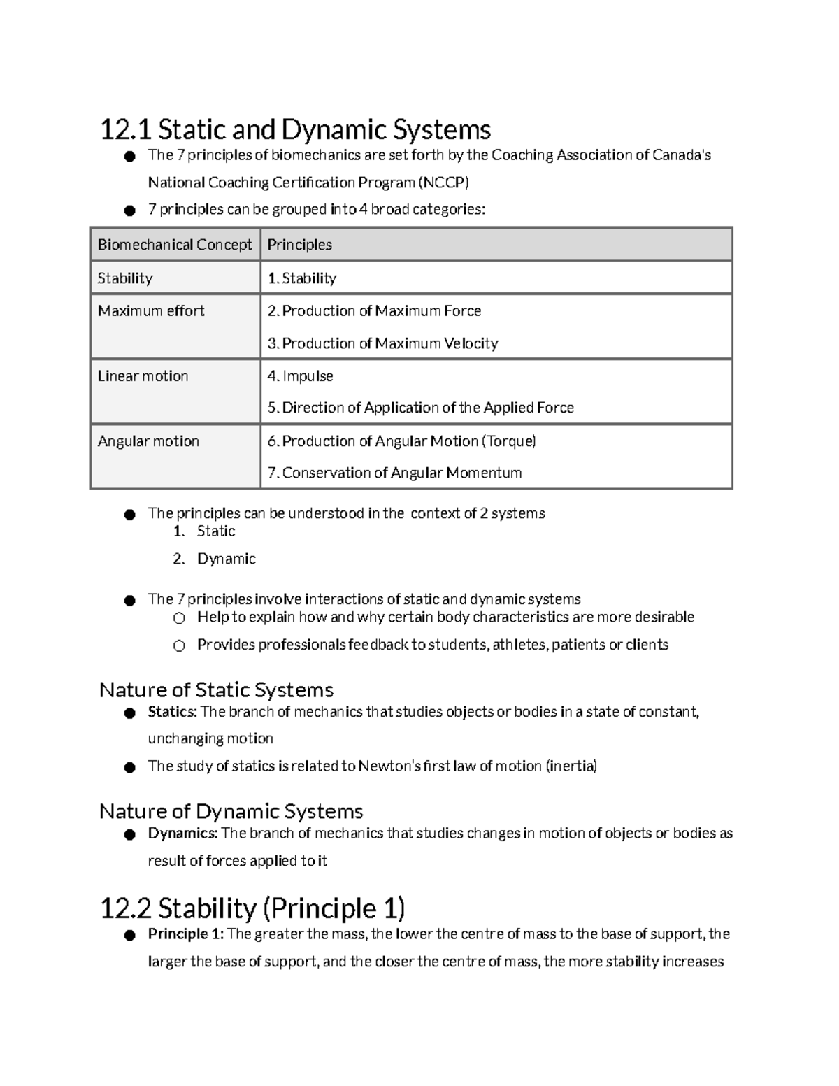 12 Seven Principles of Biomechanics - 12 Static and Dynamic Systems The ...