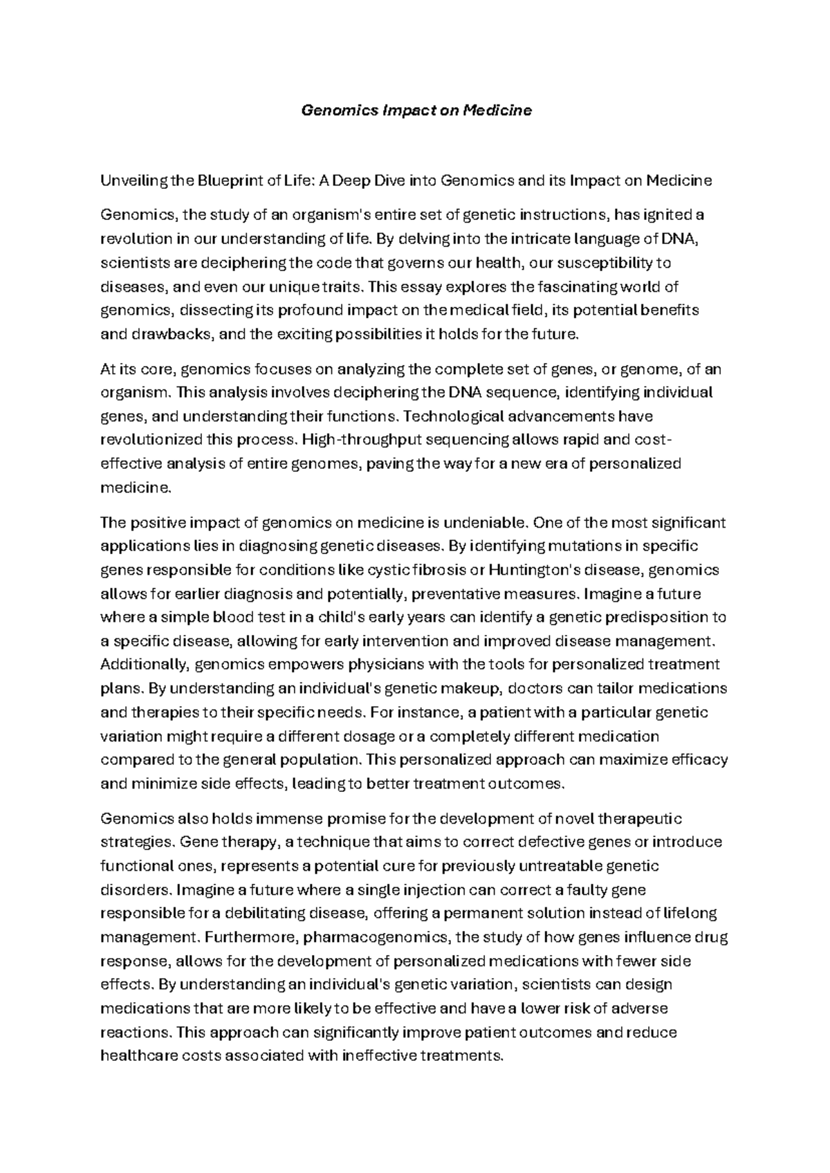 Genomics Impact on Medicine - Genomics Impact on Medicine Unveiling the ...