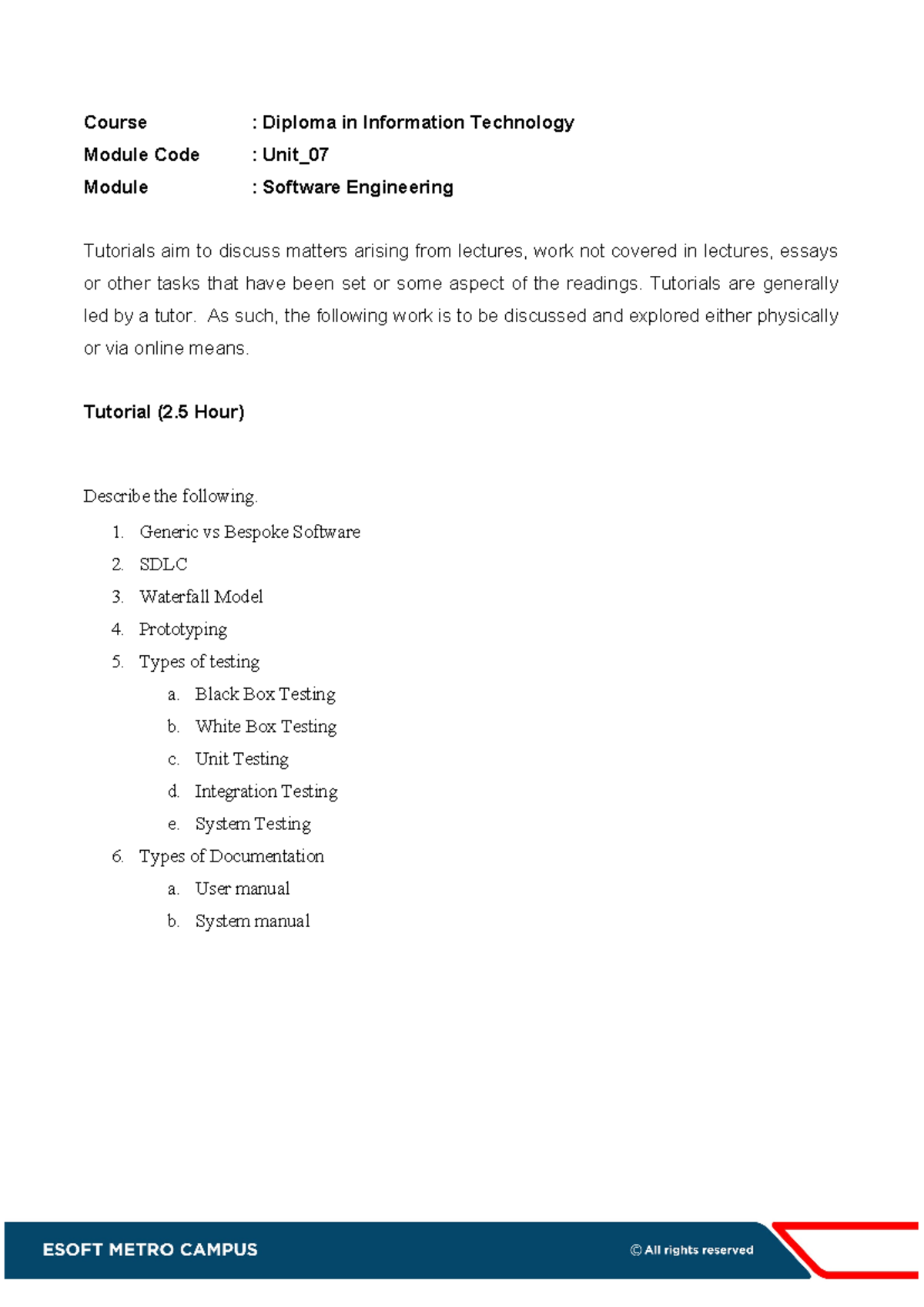 Tutorial 7 - Page 1 Course : Diploma in Information Technology Module Code : Unit_ Module ...