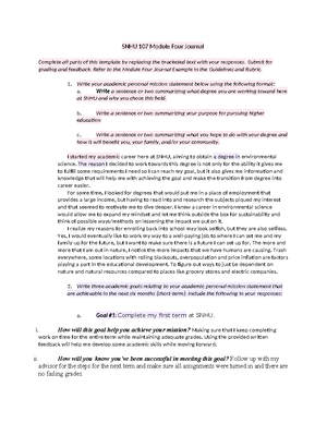 SNHU 107 Module Six Journal - SNHU 107 Module Six Journal Complete all ...