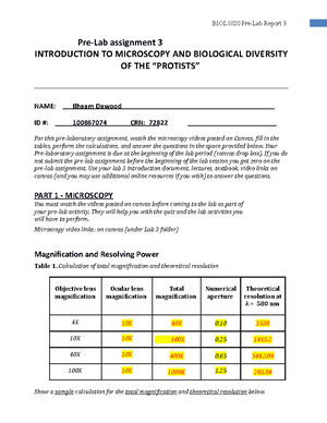 Lab 4 Pre-lab assignment-1 - LAB 4 PRE-LAB ASSIGNMENT ANIMAL DIVERSITY NAME: ID #: CRN: LAB 4 ...