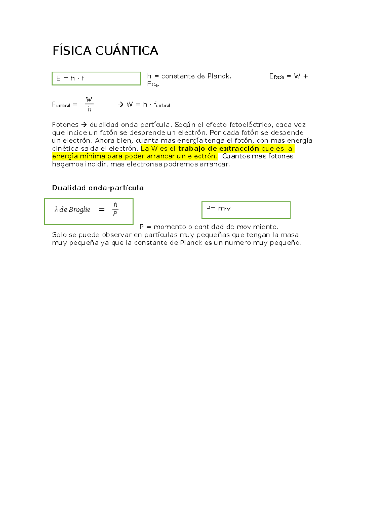 Física Cuántica - formulas fisica cuantica - FÍSICA CUÁNTICA h ...