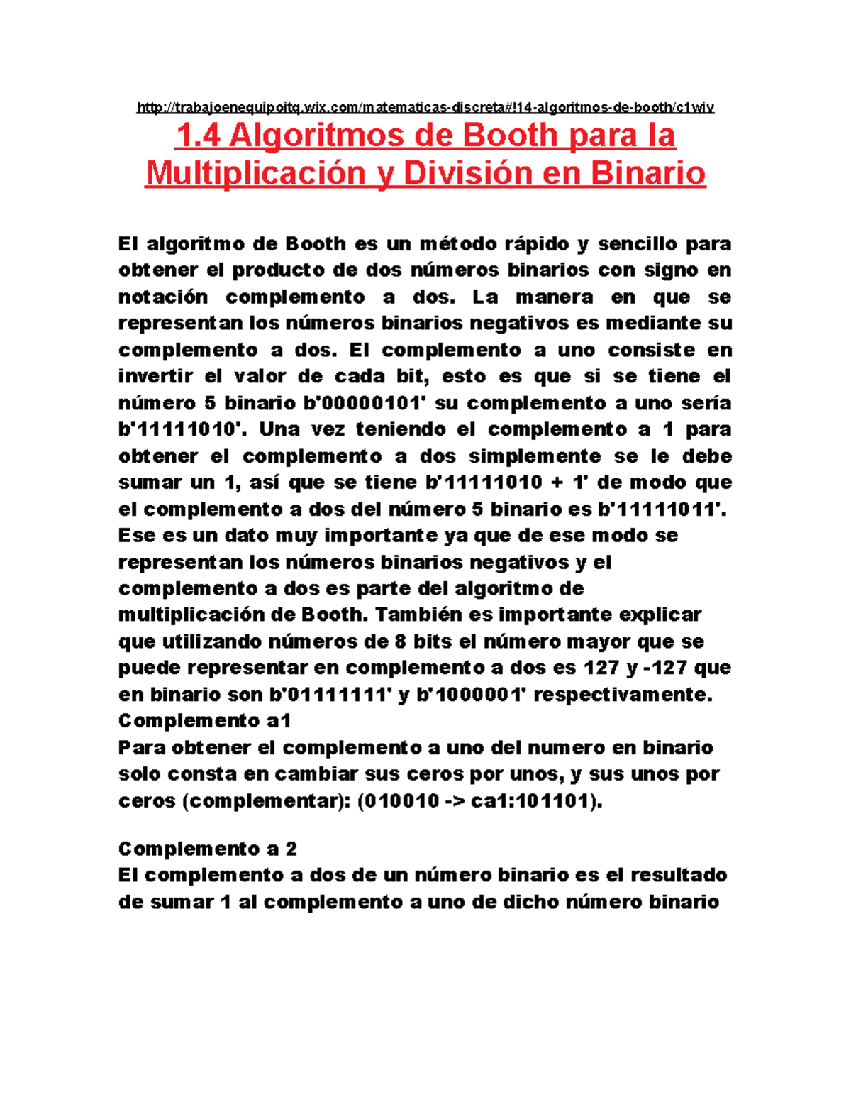 Multiplicacion algoritmo booth - - Studocu