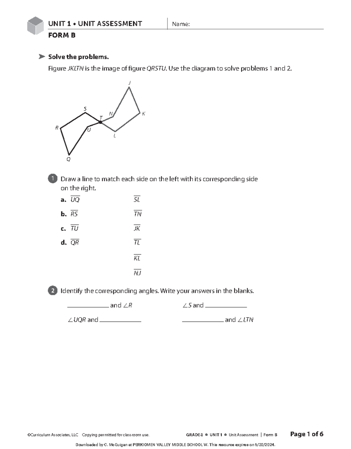Patience Mugisha - Patience Mugisha - Unit 1 Assessment Form B ...