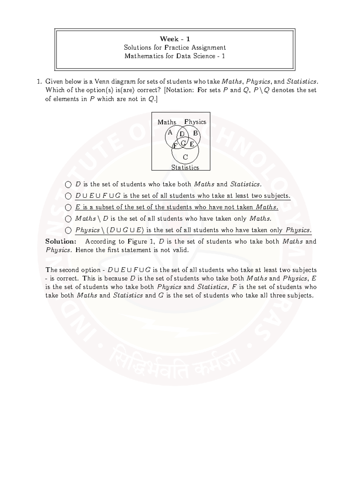 Bscma 1001 Week1 Assignment Solution - Week - 1 Solutions for Practice Assignment Mathematics ...