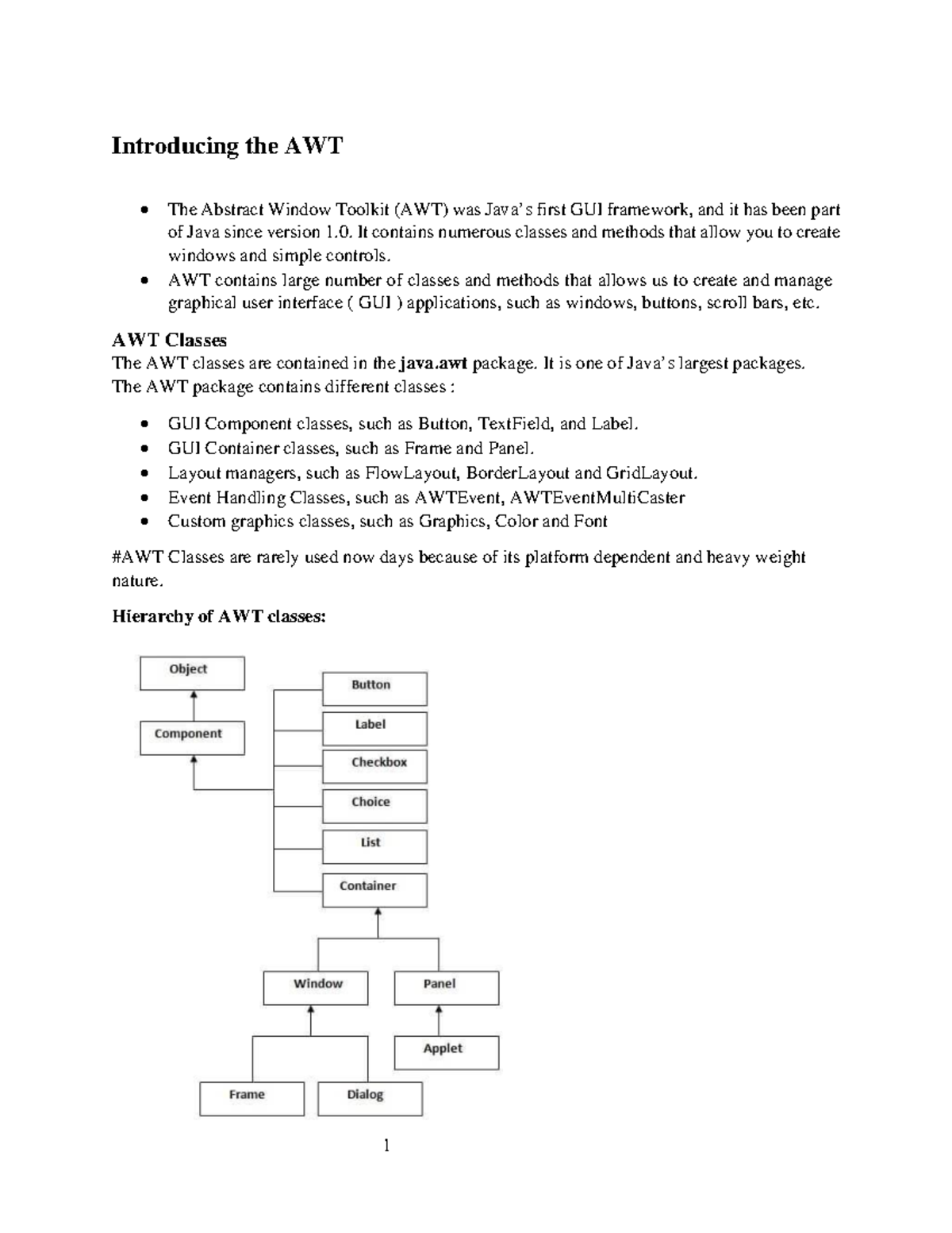 Introducing The Awt Java Subject Chapter Awt Introducing The Awt
