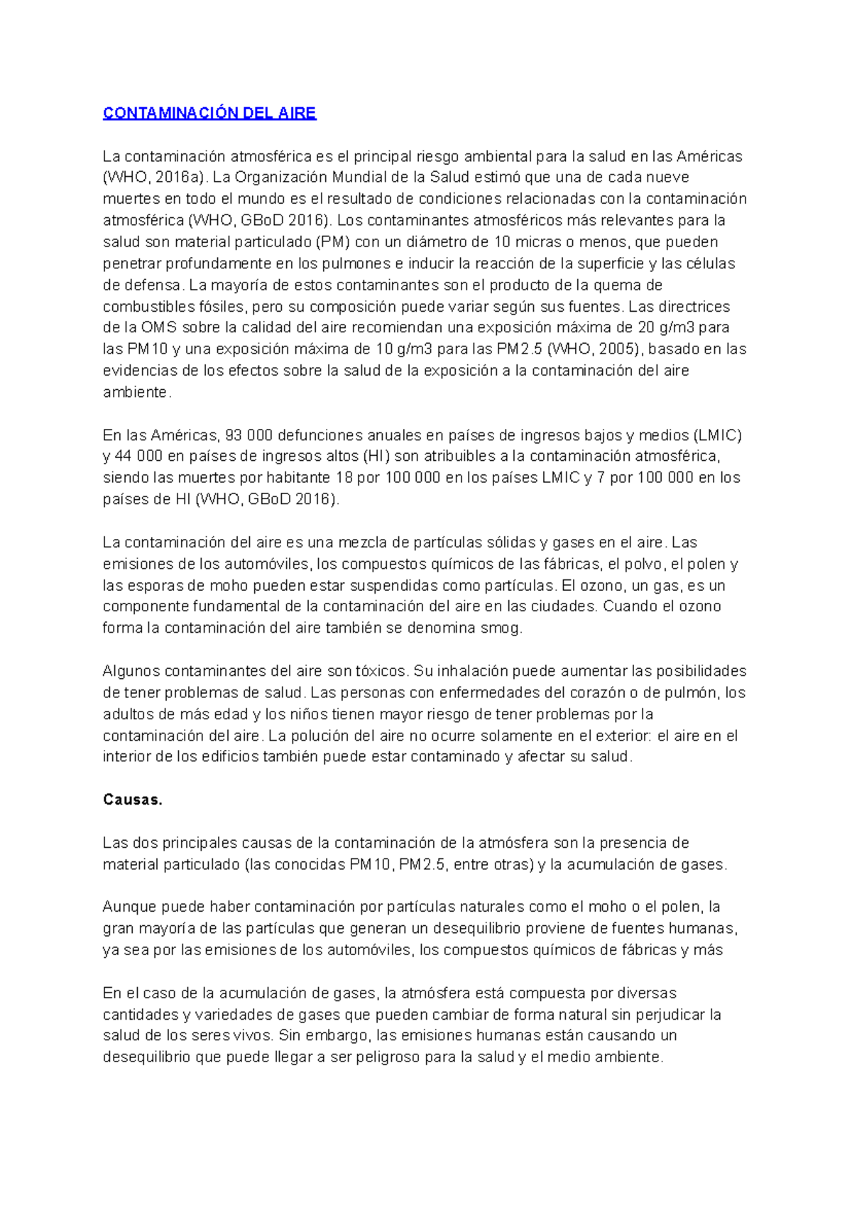 Documento sin título - Contaminación del aire - CONTAMINACIÓN DEL AIRE ...