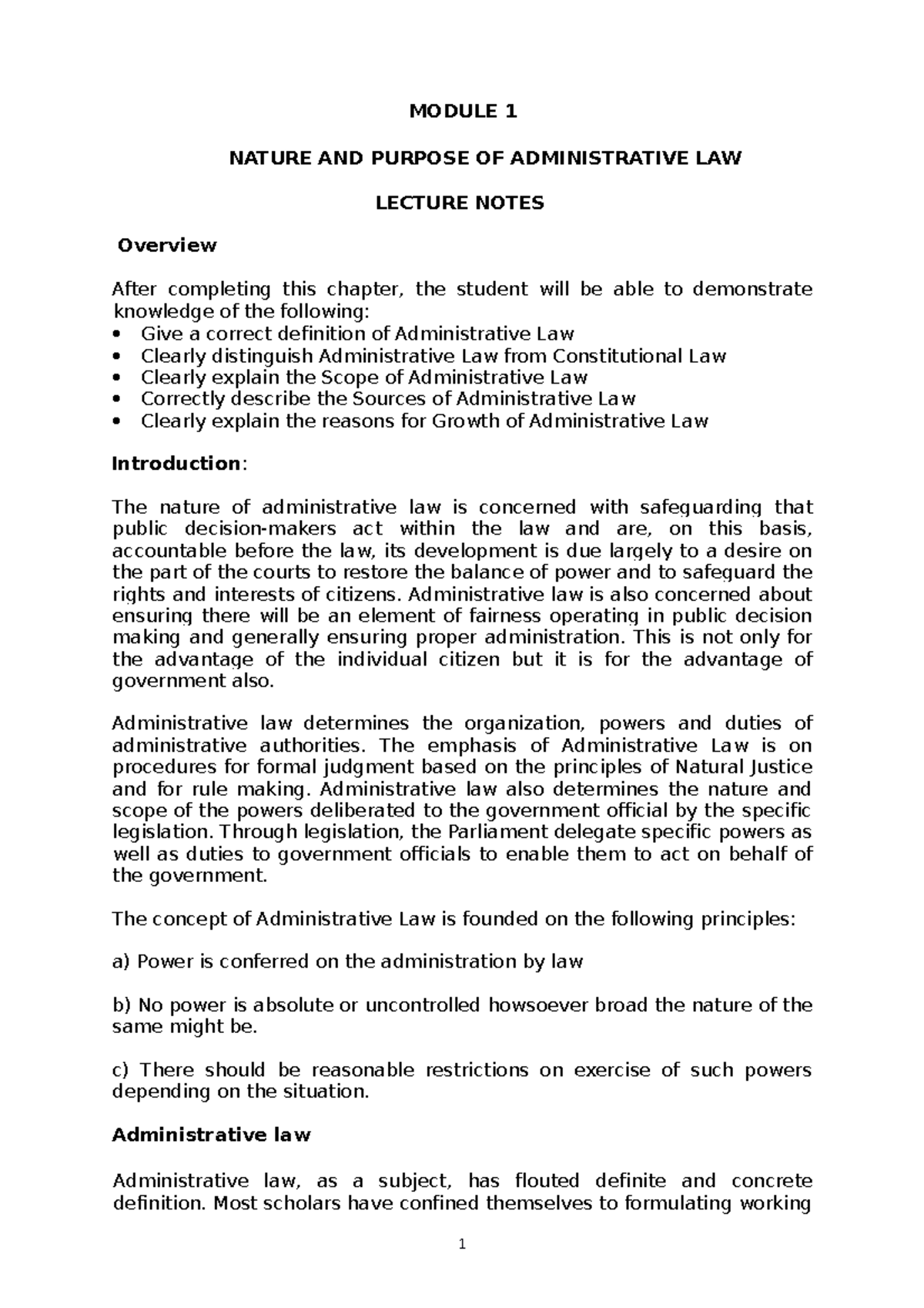 Lecture Notes Module 1 Module 1 Nature And Purpose Of