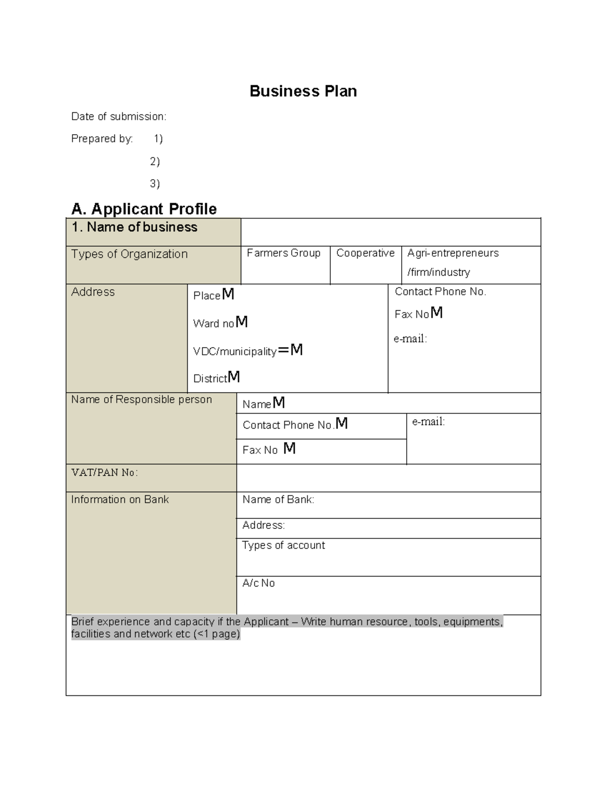 Business-plan-format - Business Plan Date of submission: Prepared by: 1 ...