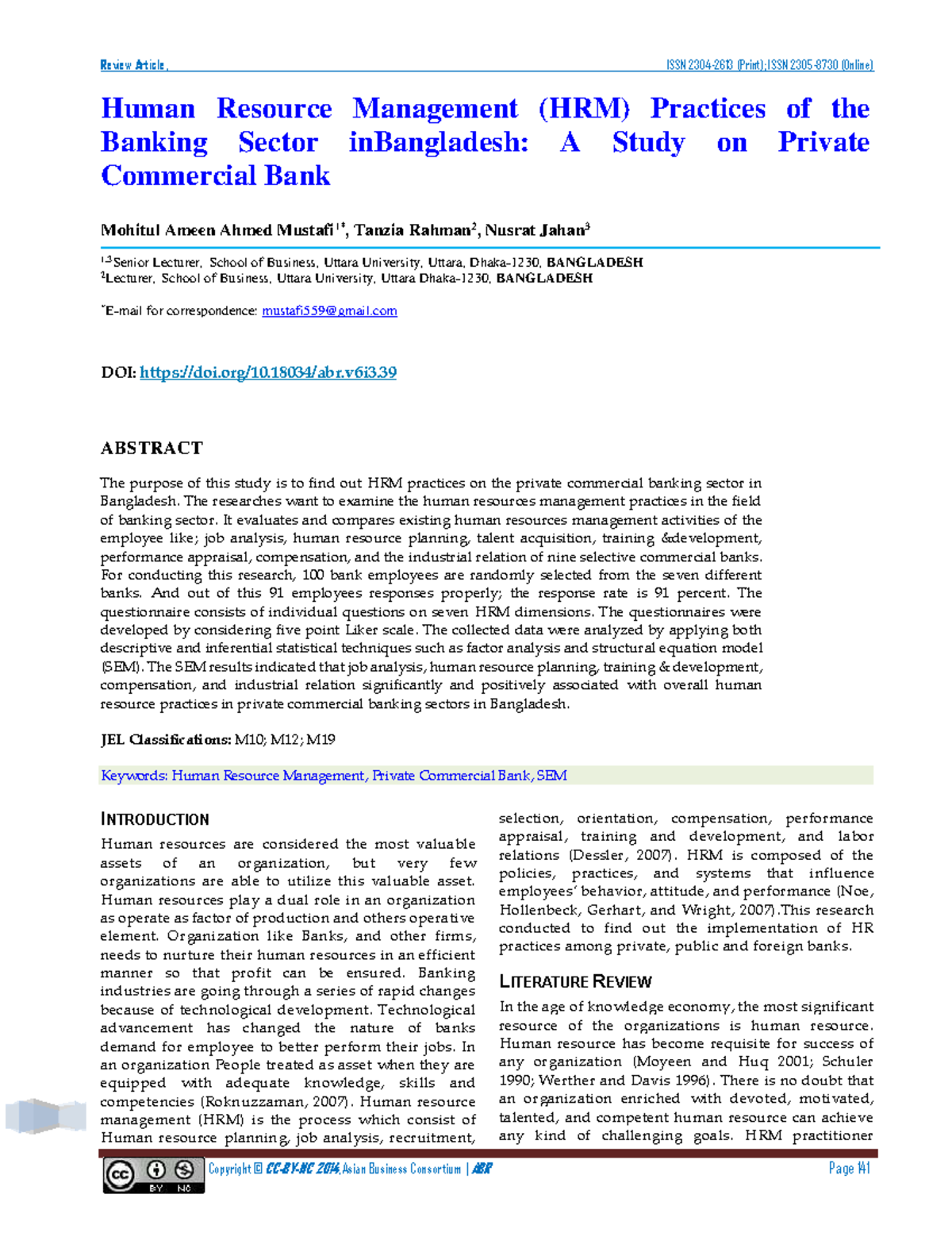 Human Resource Management HRM Practices - 18034/abr.v6i3. ABSTRACT The purpose of this study is ...