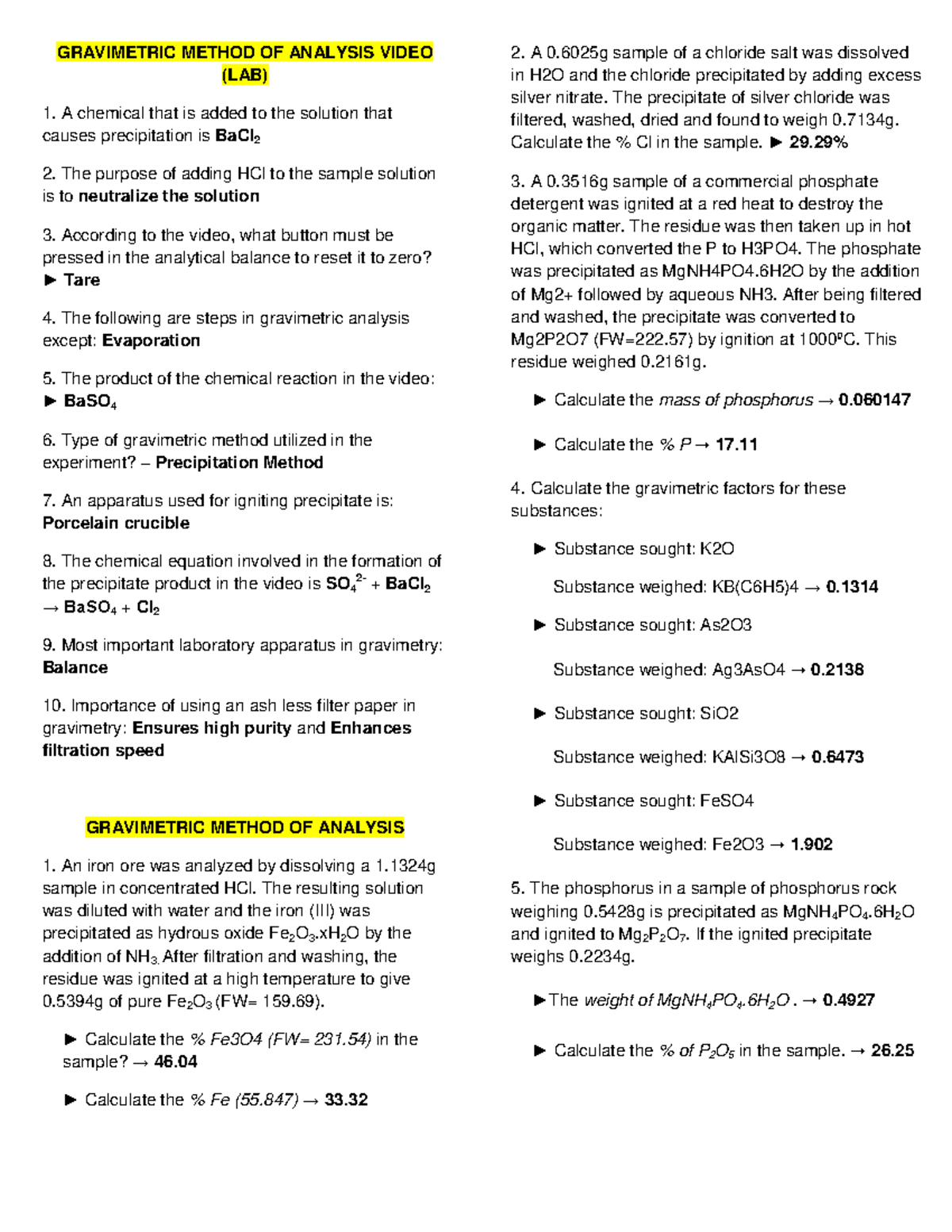Anachem - GRAVIMETRIC METHOD OF ANALYSIS VIDEO (LAB) A chemical that is ...