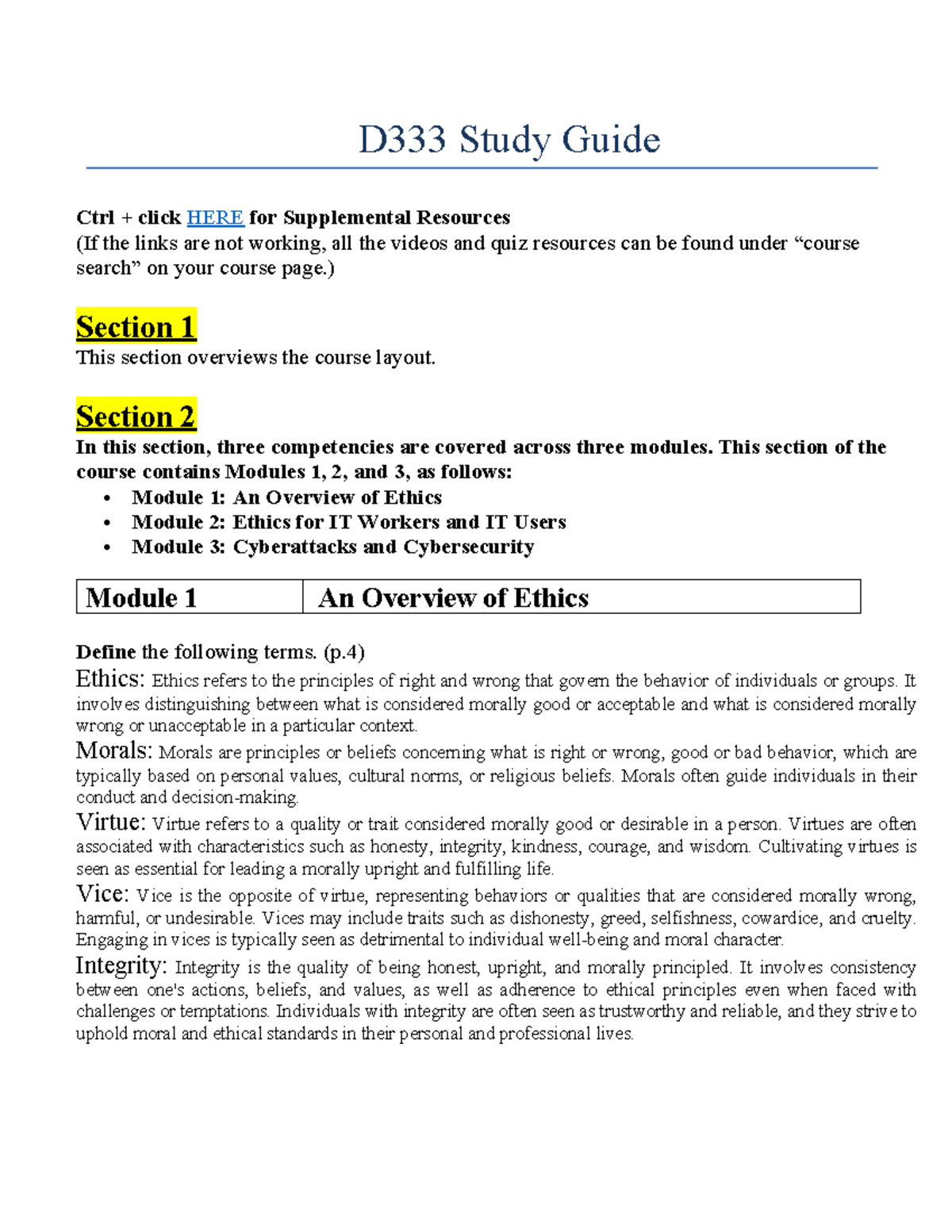 D333 Study Guide - D333 Study Guide Ctrl + click HERE for Supplemental ...