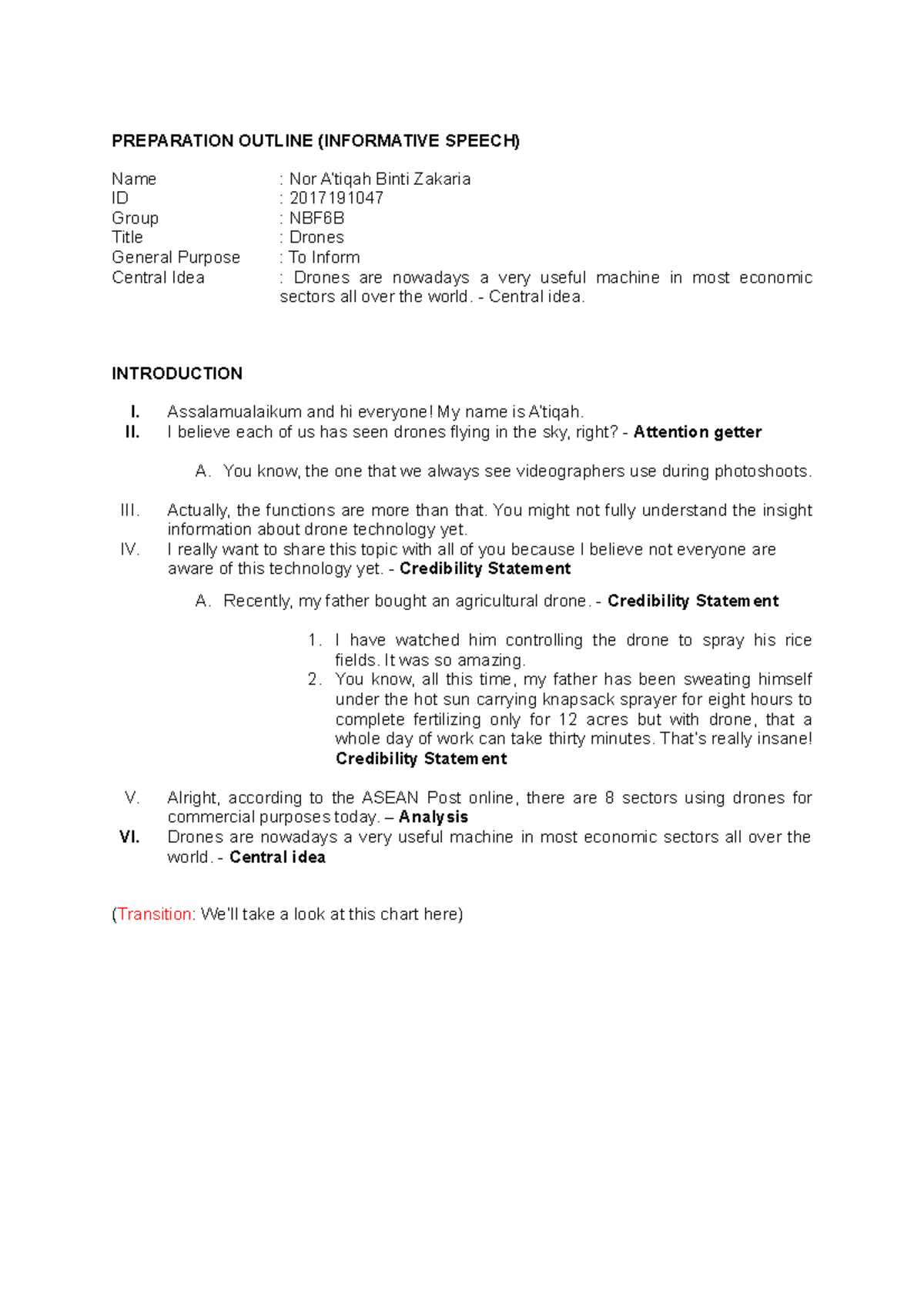 Preparation Outline - PREPARATION OUTLINE (INFORMATIVE SPEECH) Name ...