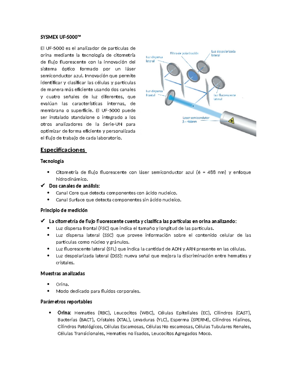 UF 5000 - Aparato tecnológico - SYSMEX UF-5000™ El UF-5000 es el ...