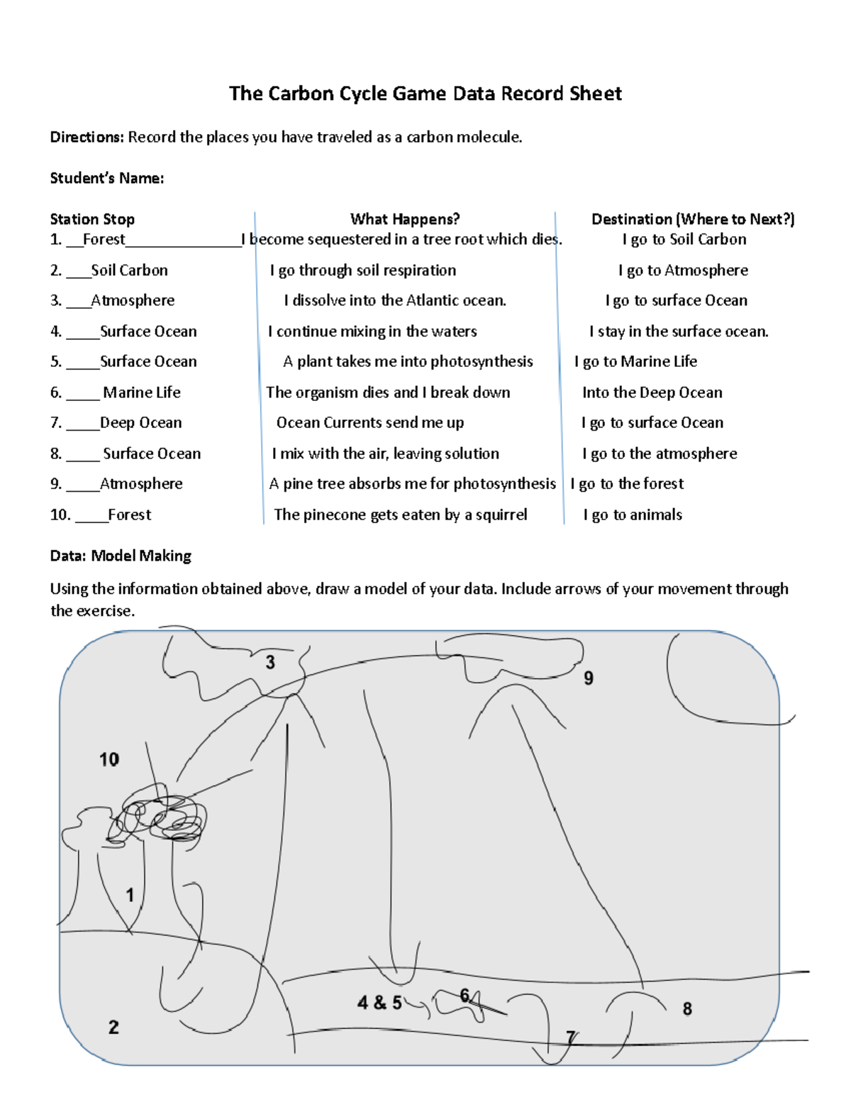 Carbon Cycle Station Rotation Dice Activity - The Carbon Cycle Game ...