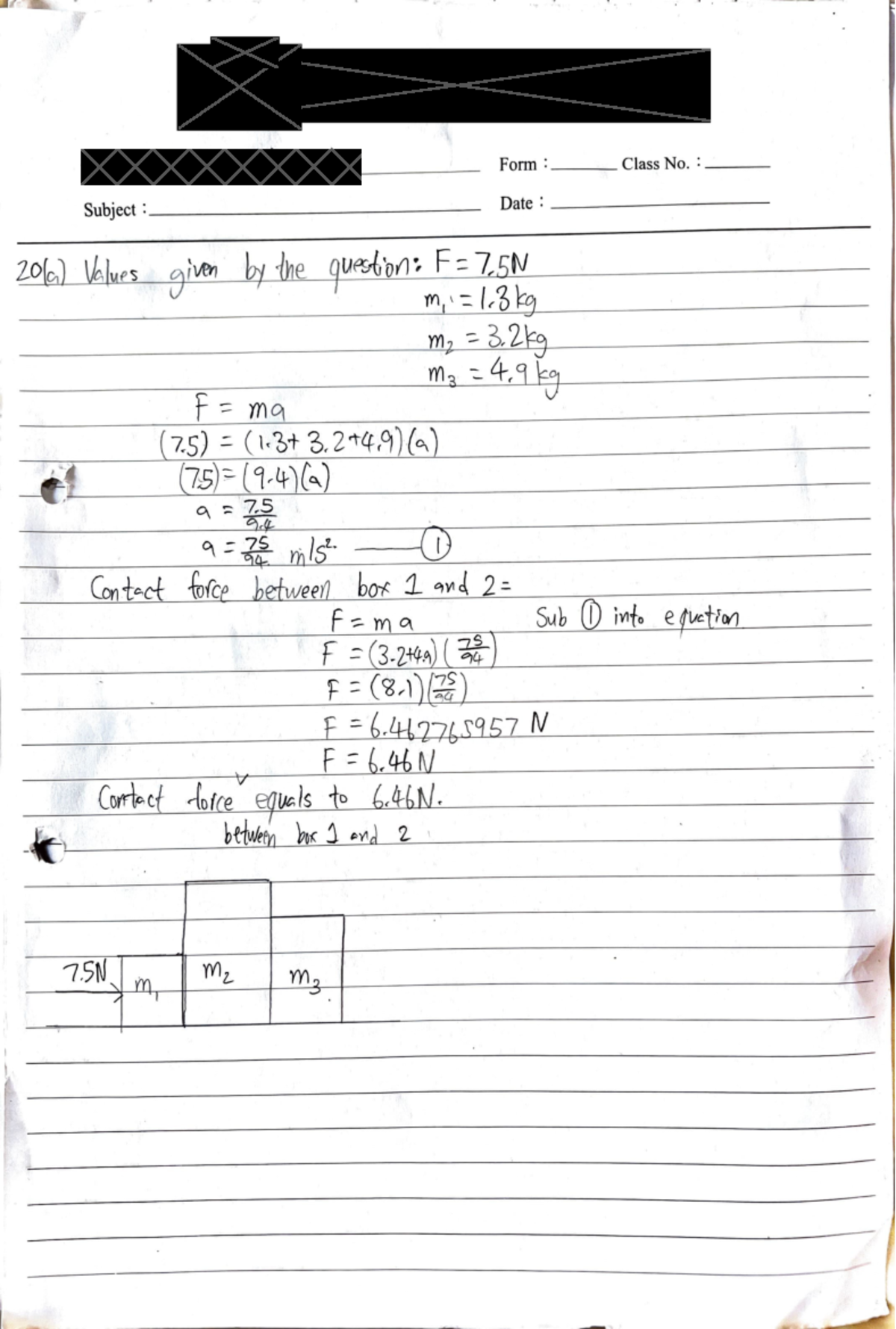 PHYS Assignment 1 - Homework 1 - Form : Class No. : Subject : Date : 20 ...