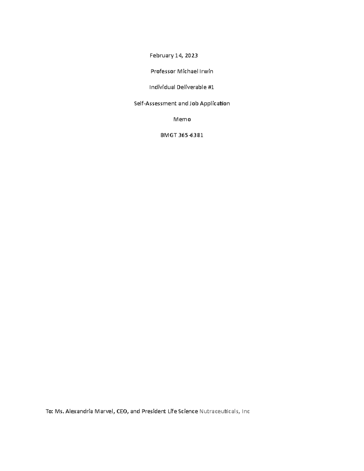 Week 5 Assignment 1 - February 14, 2023 Professor Michael Irwin ...