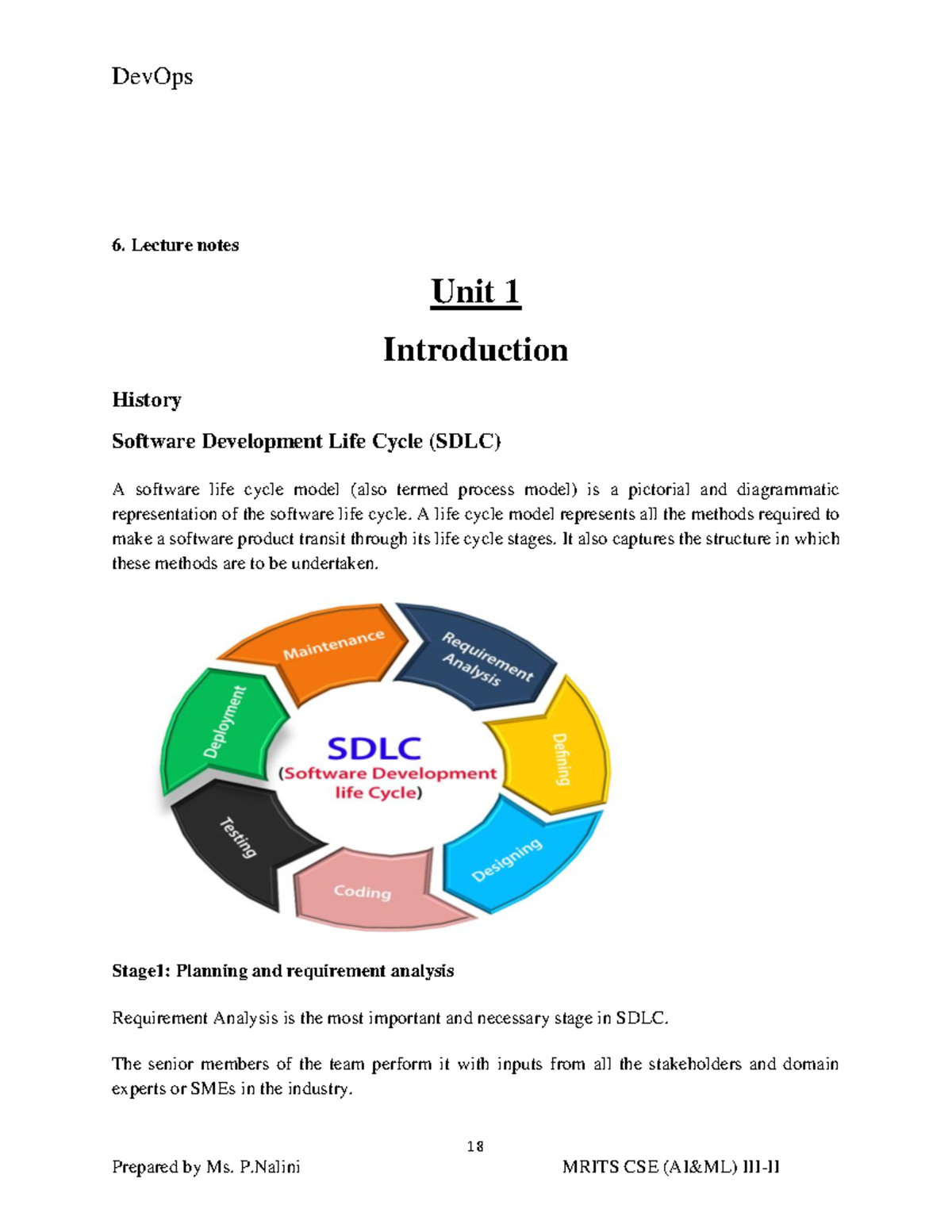Unit 1 - Devops unit 1 full notes - 18 6. Lecture notes Unit 1 ...
