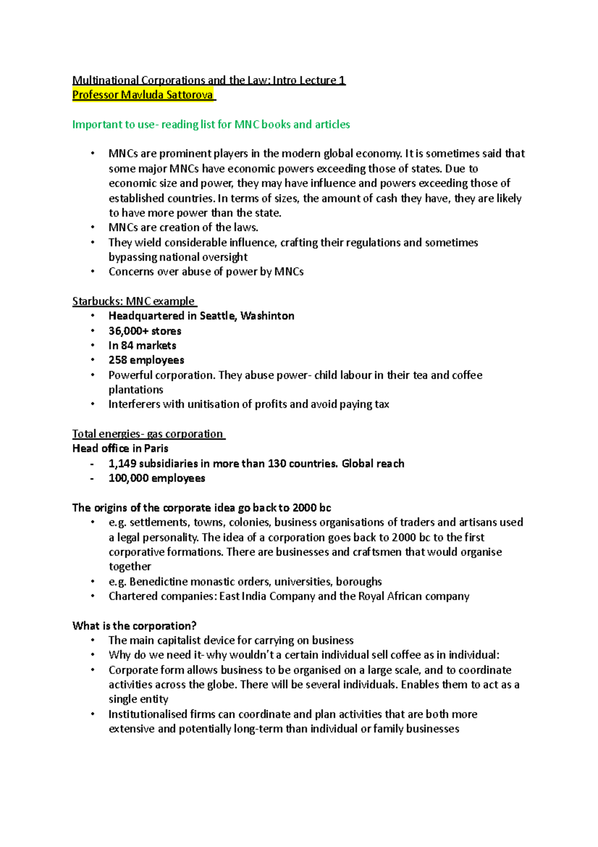 MNCs lectures - introduction to multinational corporations - Multinational Corporations and the ...