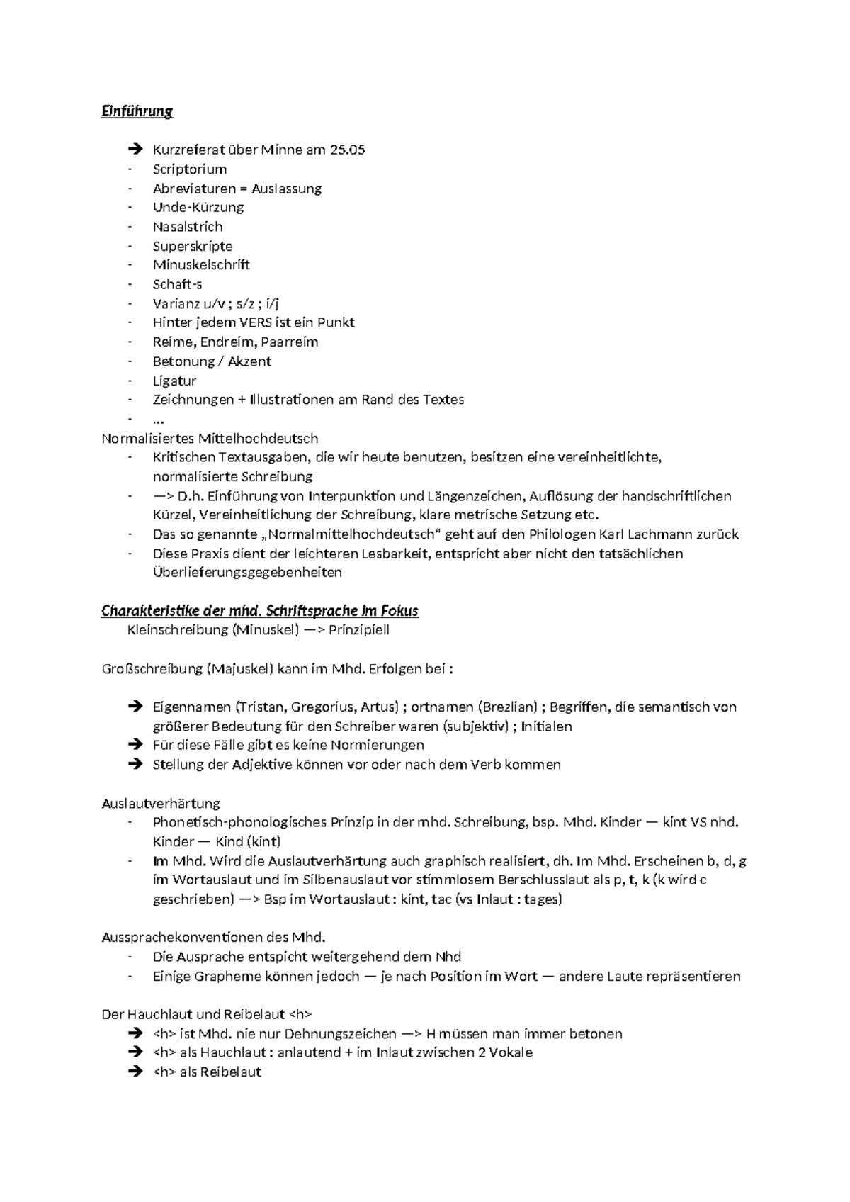 Einführung in das Mittelhochdeutsche - Einführung Kurzreferat über ...