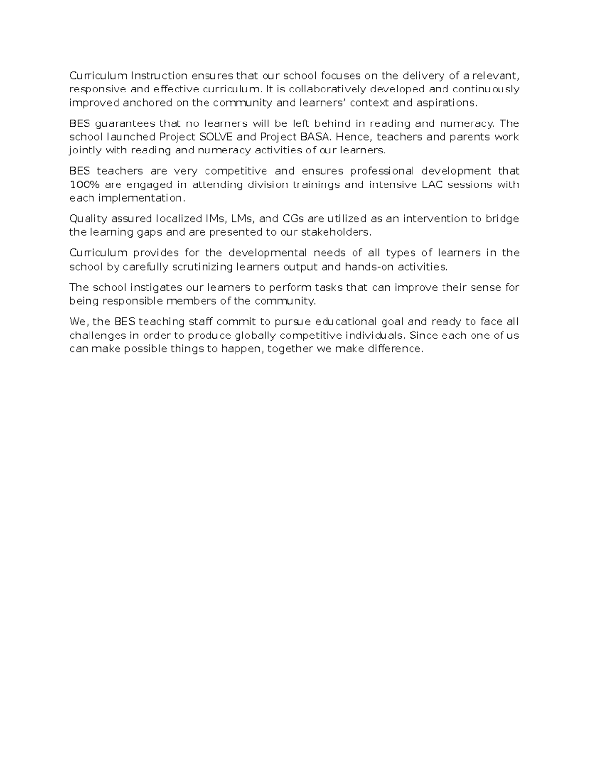 Curriculum Instruction script - Curriculum Instruction ensures that our ...