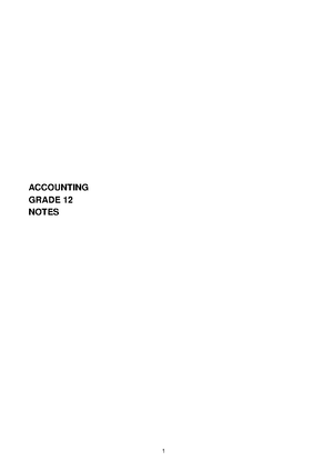 Accounting Notes Grade 12 - ACCOUNTING GRADE 12 NOTES A REFLECTION OF ...