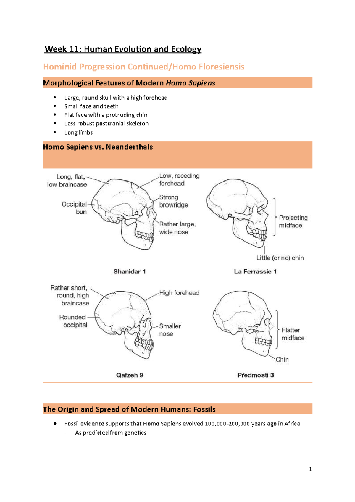 Human Evolution and Ecology Week 11 - Lecture notes 11 - Week 11: Human ...