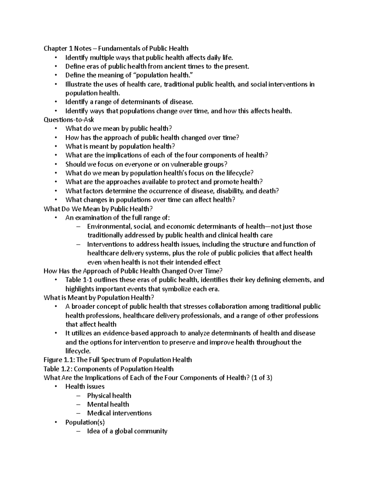 Chapter 1 notes PHLT 1531 - Chapter 1 Notes – Fundamentals of Public ...