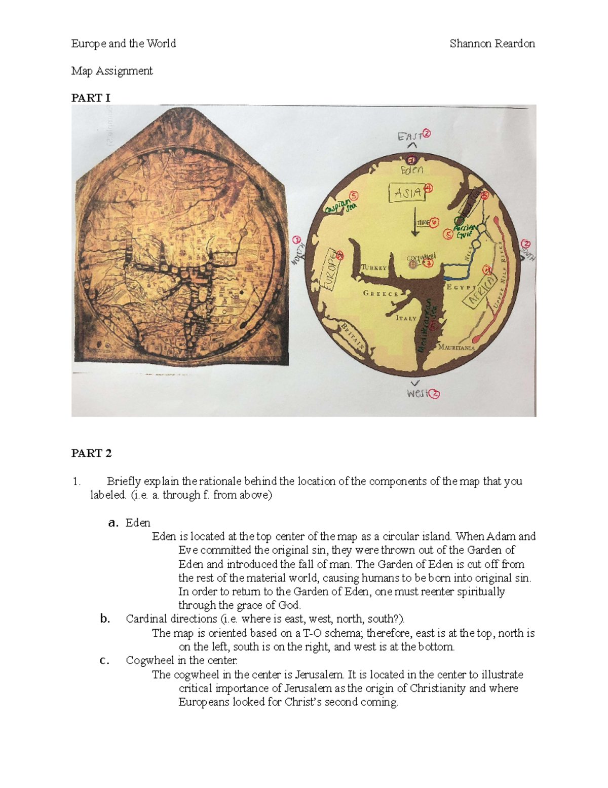 Map Assignment - SR - BC Notes - Europe and the World Shannon Reardon ...