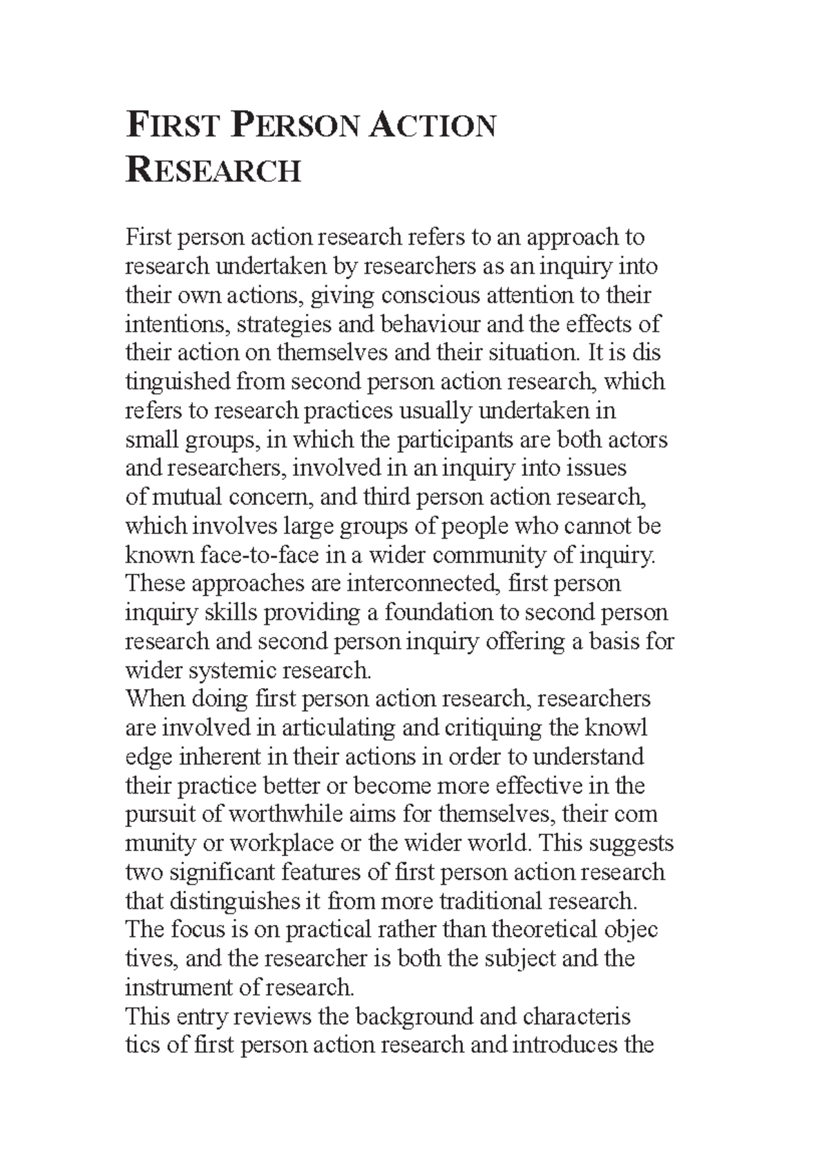 First Person Action - FIRST PERSON ACTION RESEARCH First person action ...