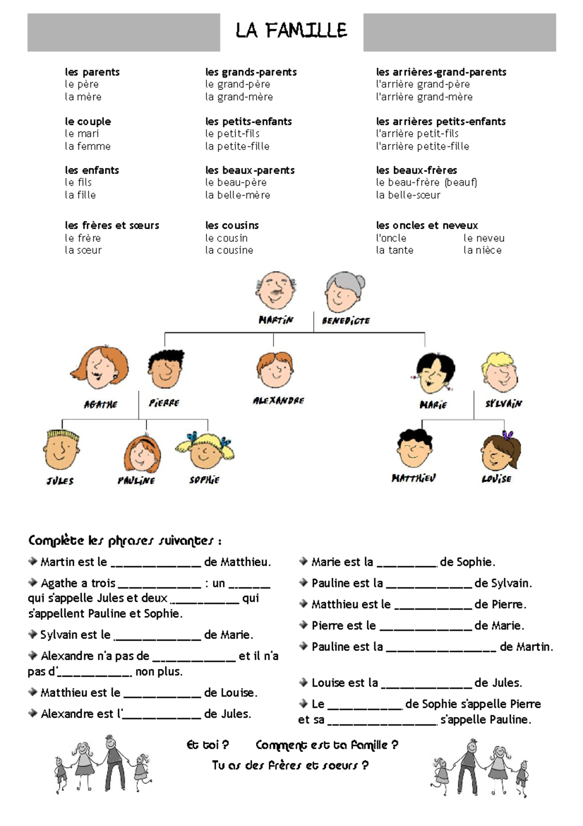 Famille- Activité FR 1 - Ejercicios de vocabulario sobre la familia en ...