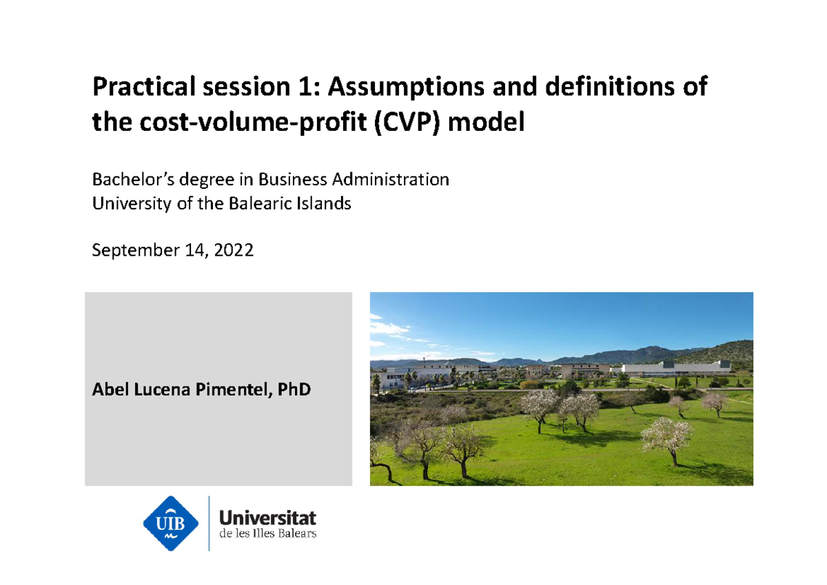 CVP first Part - Resumen de la primera parte de CVP model en ingles ...