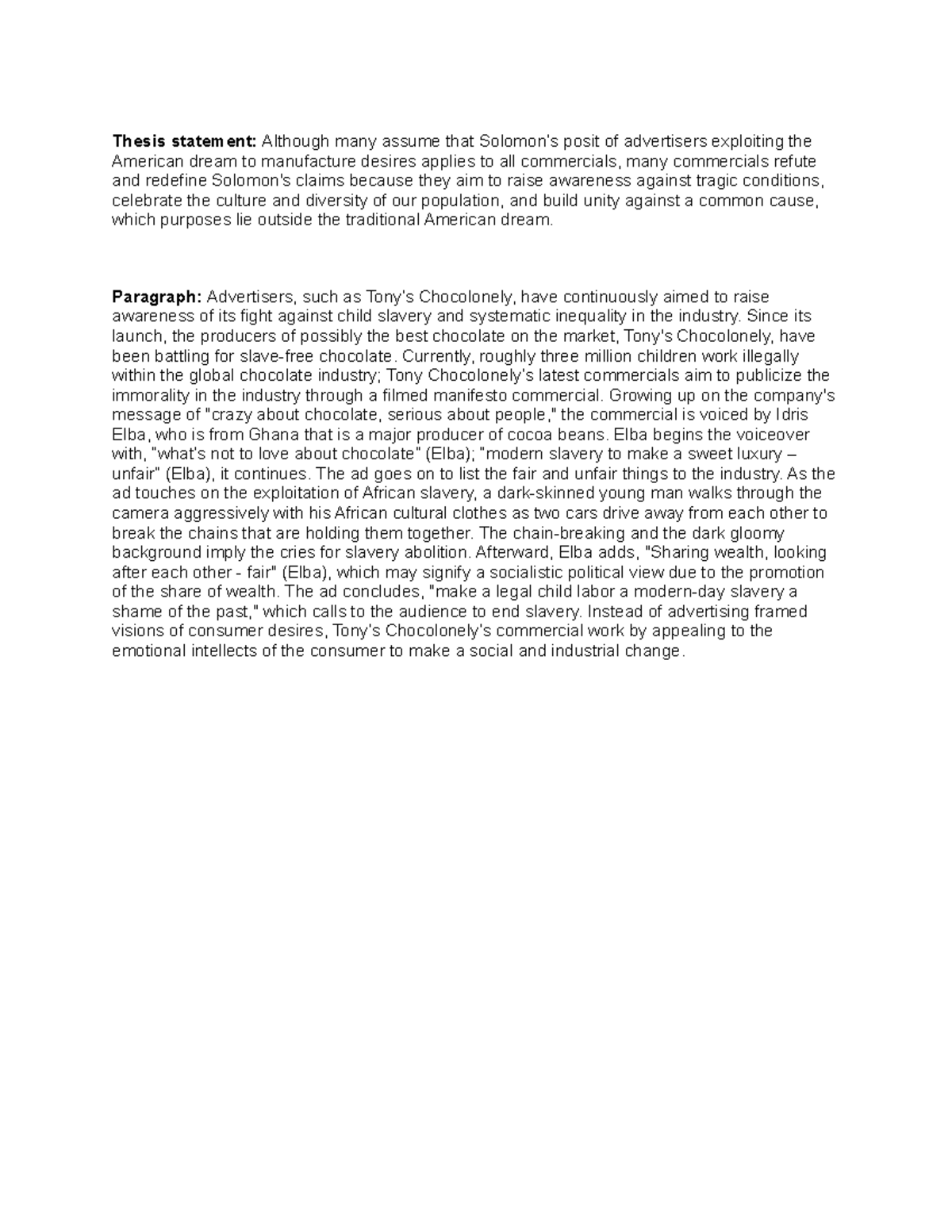 English Composition 2 - Professor Chichester - Advertising Paragraph ...