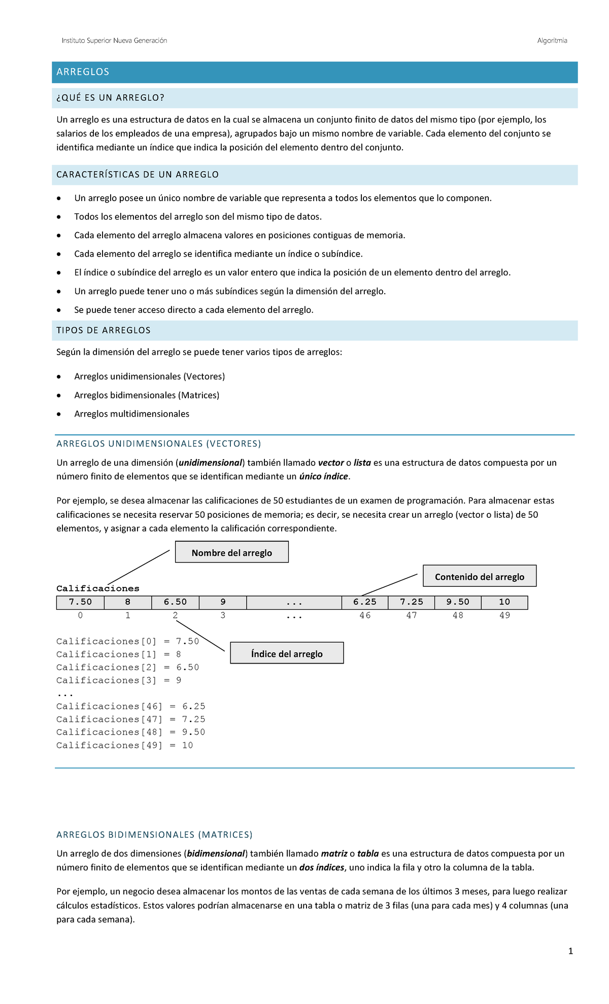 Algoritmia Parte 7 - Arreglos - ARREGLOS ¿QUÉ ES UN ARREGLO? Un arreglo ...